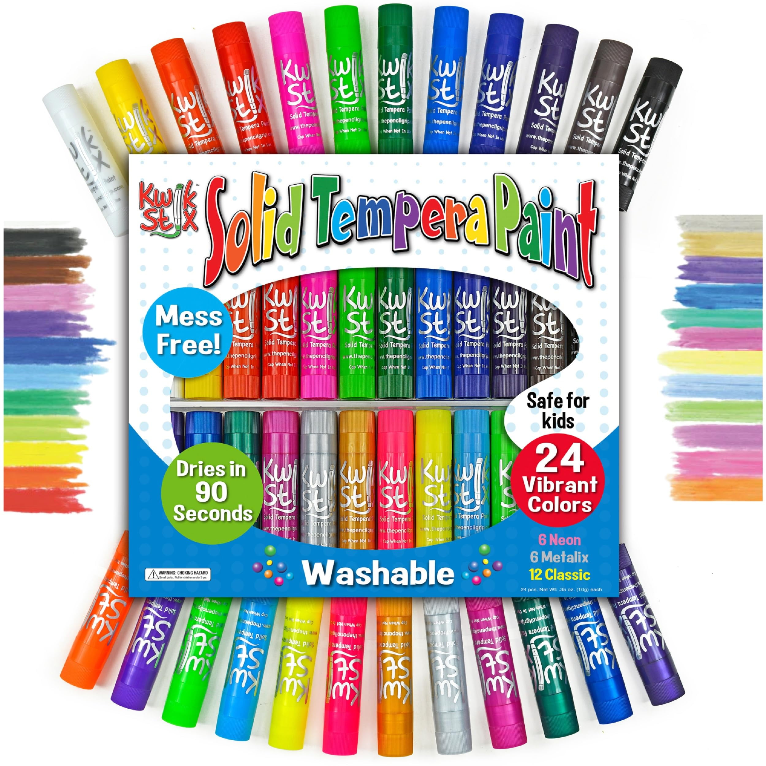 Kwik Stix Solid Tempera Paint Sticks, 24 Colors, Washable Paint Sticks ...