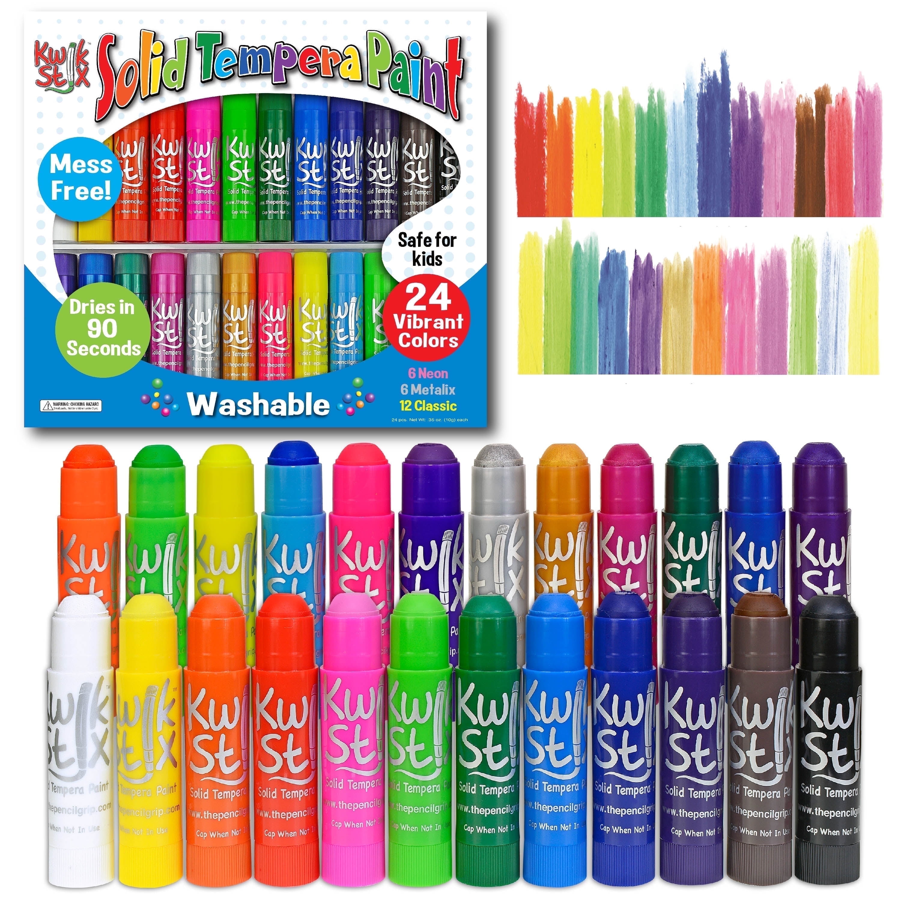 Pencil Grip Kwik Stix Solid Tempera Paint Sticks, Assorted Colors, Home ...