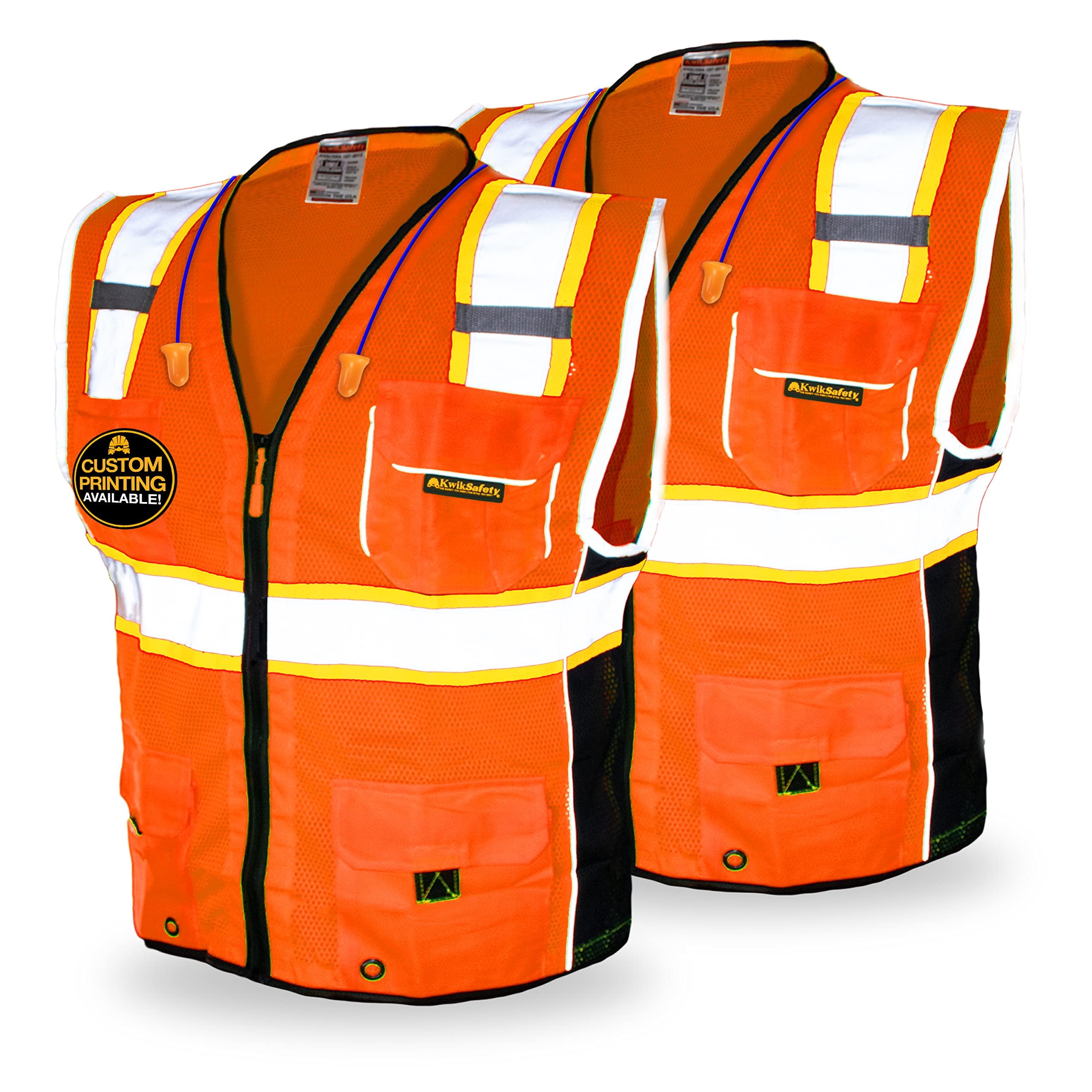 KwikSafety (Charlotte, NC) CLASSIC Safety Vest | 2 PACK | 10 Pockets ...