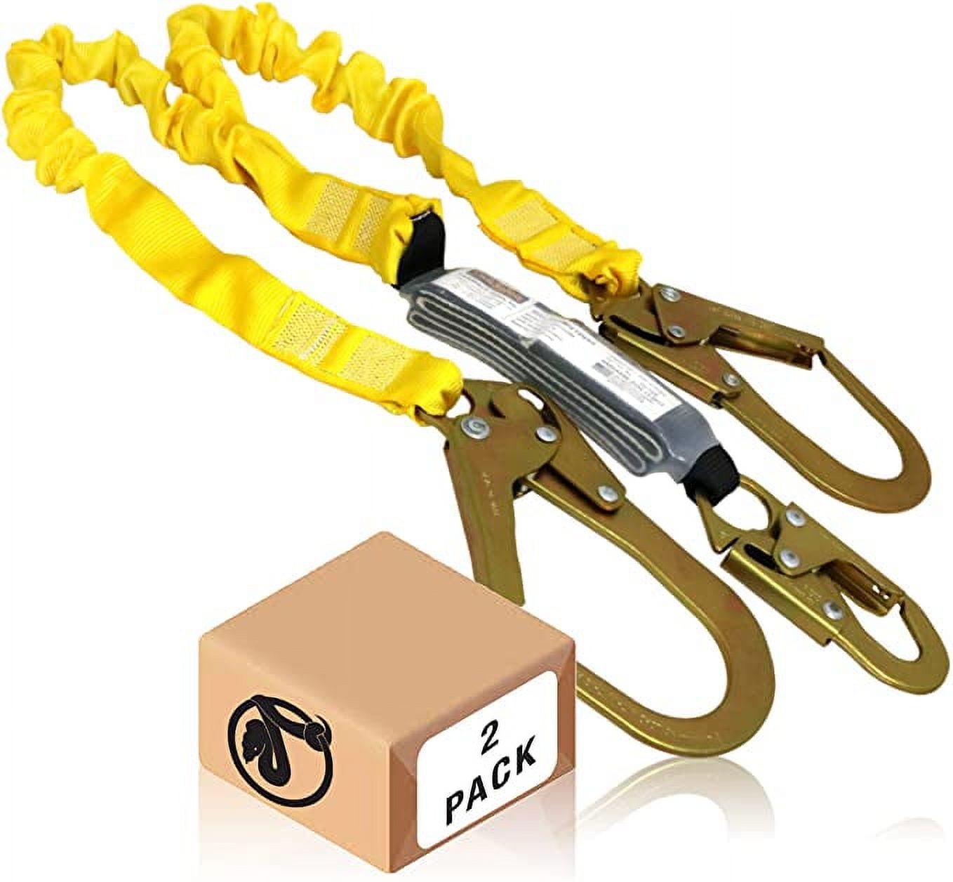 KwikSafety PYTHON 2 PACK, 6ft Safety Lanyard, OSHA ANSI, Double Leg ...