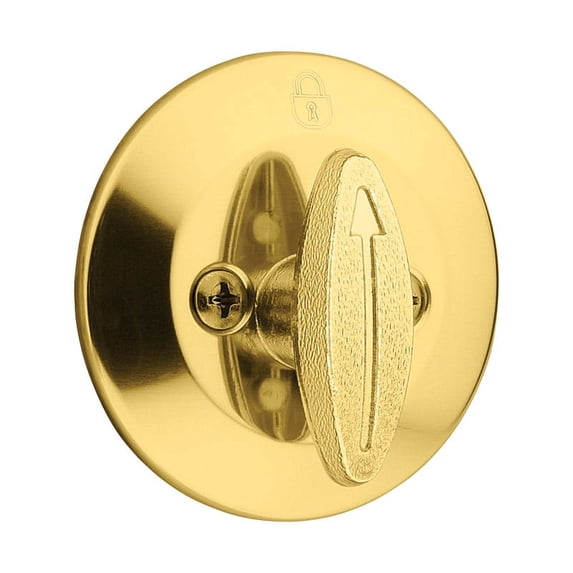 Kwikset 663 One Sided Deadbolt - Thumb Turn Only, Polished Brass ...