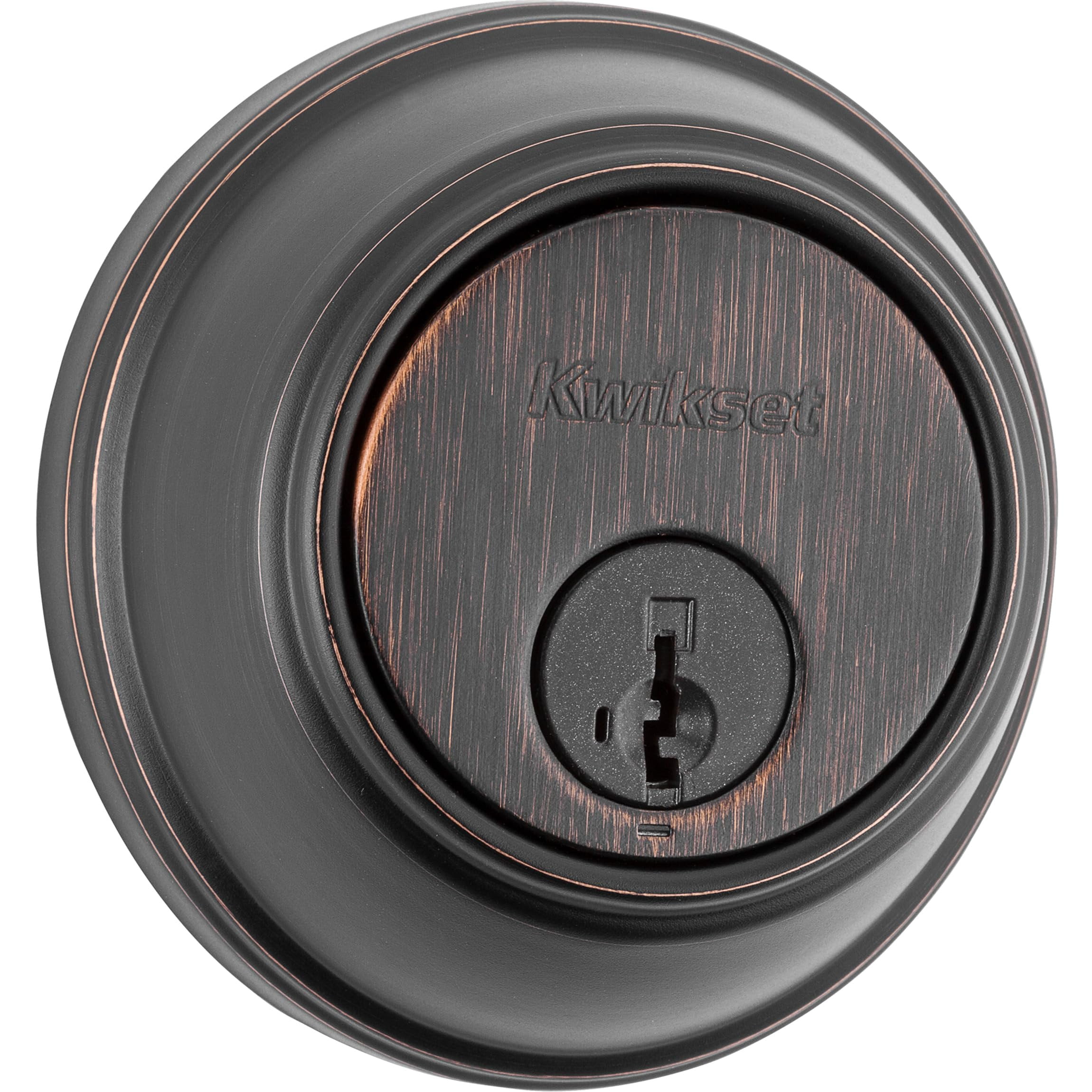 Kwikset 817 Deadbolt Lock, Venetian Bronze Round Exterior Keyed Front ...