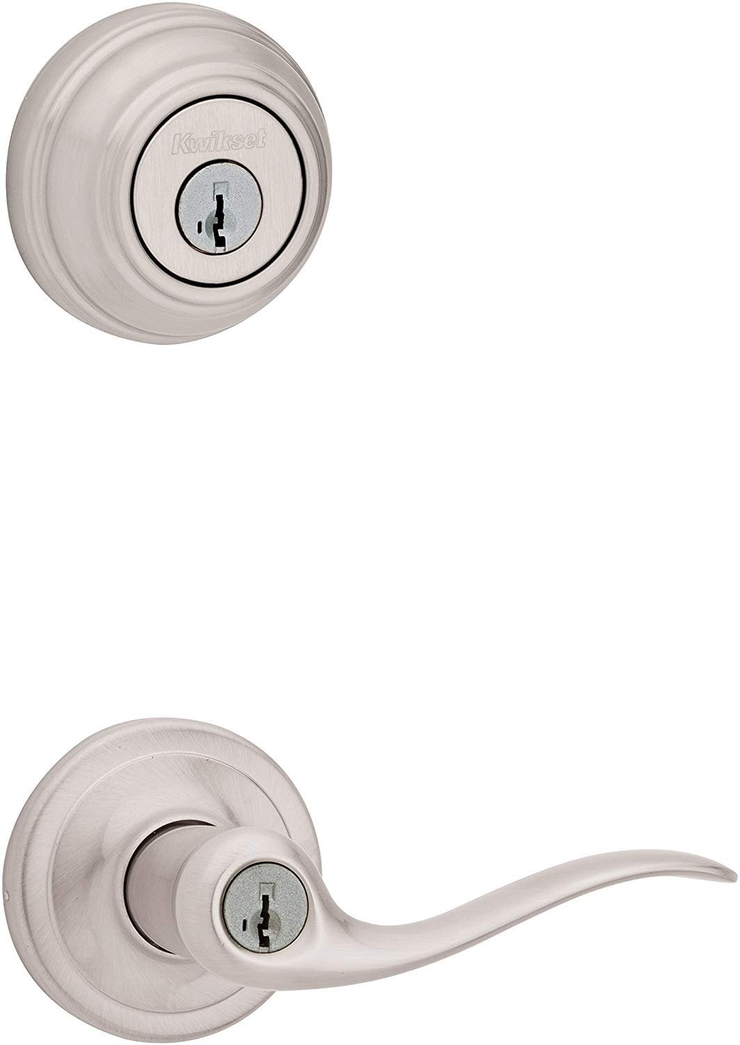 Kwikset Tustin Keyed Door Lever & Single Cylinder Deadbolt, Exterior ...