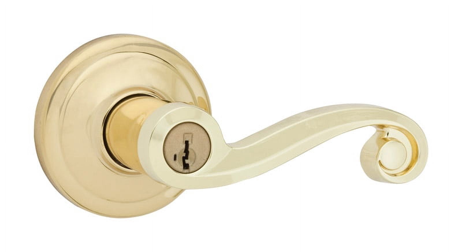 Kwikset Lido Polished Brass Entry Lockset ANSI/BHMA Grade 2 KW1 1-3/4 ...
