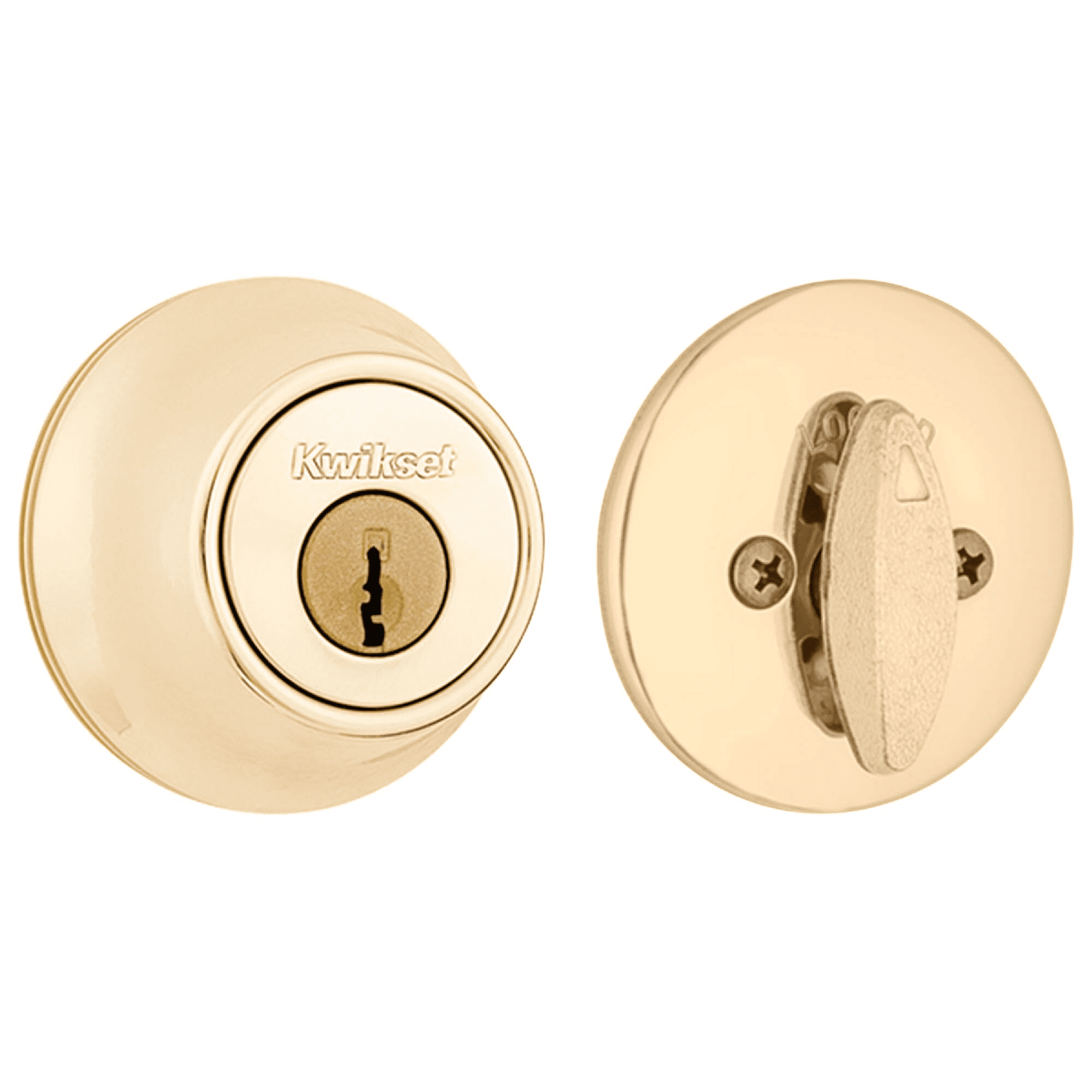 Kwikset Polished Brass Deadbolt, Keyed One Side, 1 inch Throw, Lifetime ...