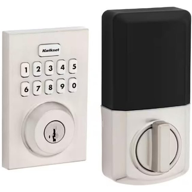 Kwikset - Powerbolt 250 - Satin Nickel Deadbolt with 10-Button Keypad ...