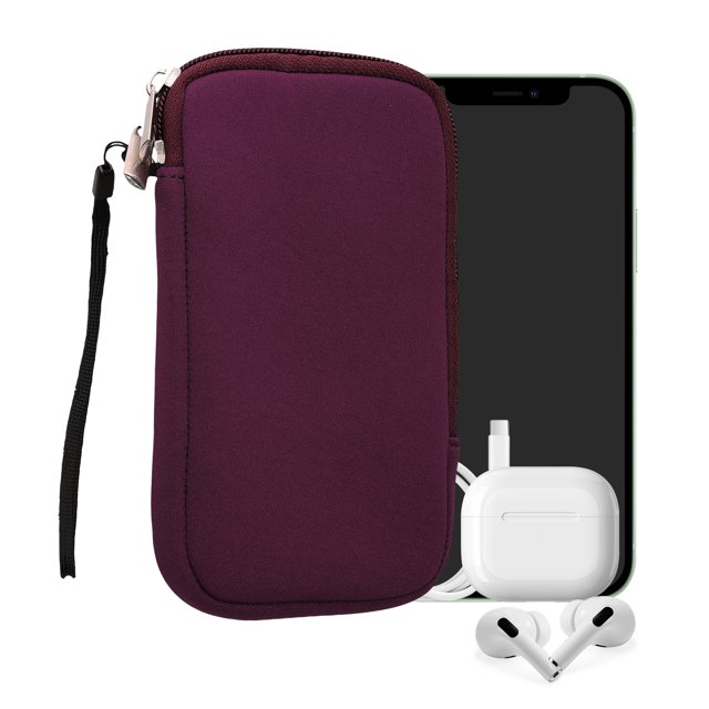 Kwmobile Neoprene Phone Pouch - Large (6.5") - Universal Cell Sleeve with Zipper, Wrist Strap ...