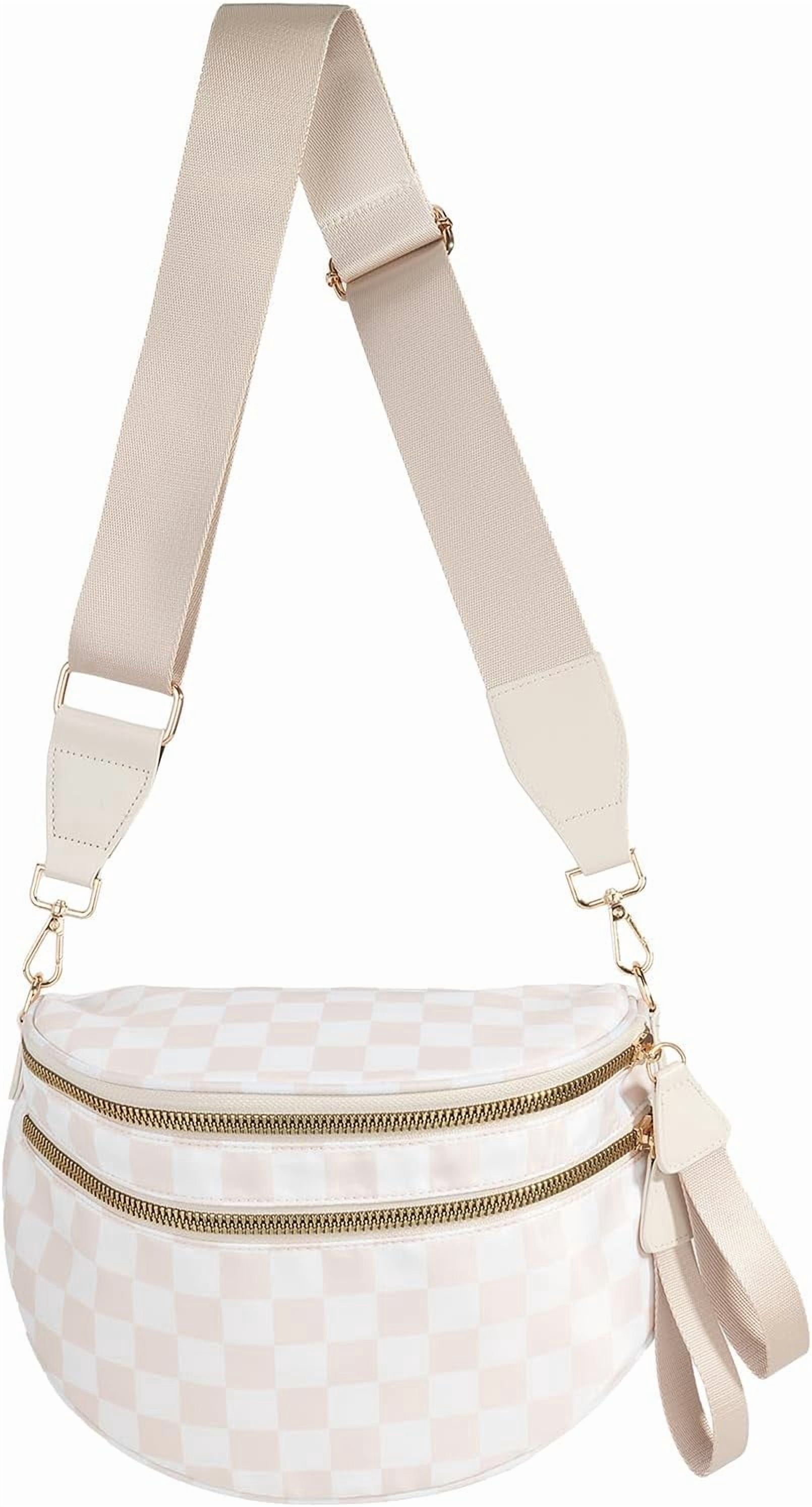 Kwuty Black and White Checkered Crossbody Bag Bum Bag for Women ...
