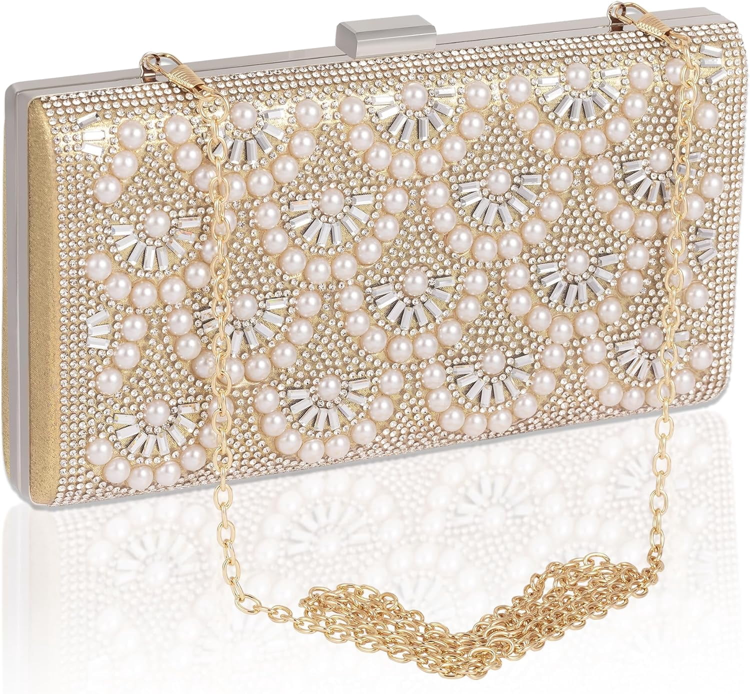 Kwuty Evening Clutch Pearl Purse for Women, Party Clutches Bag Wedding ...