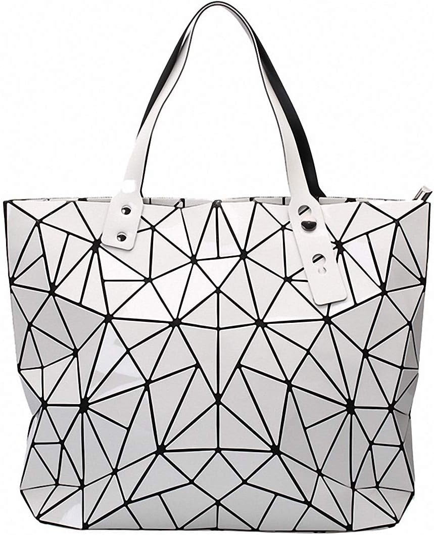 Kwuty Geometric Lattice Top-handle Handbag for Women Matte Tote Purse ...
