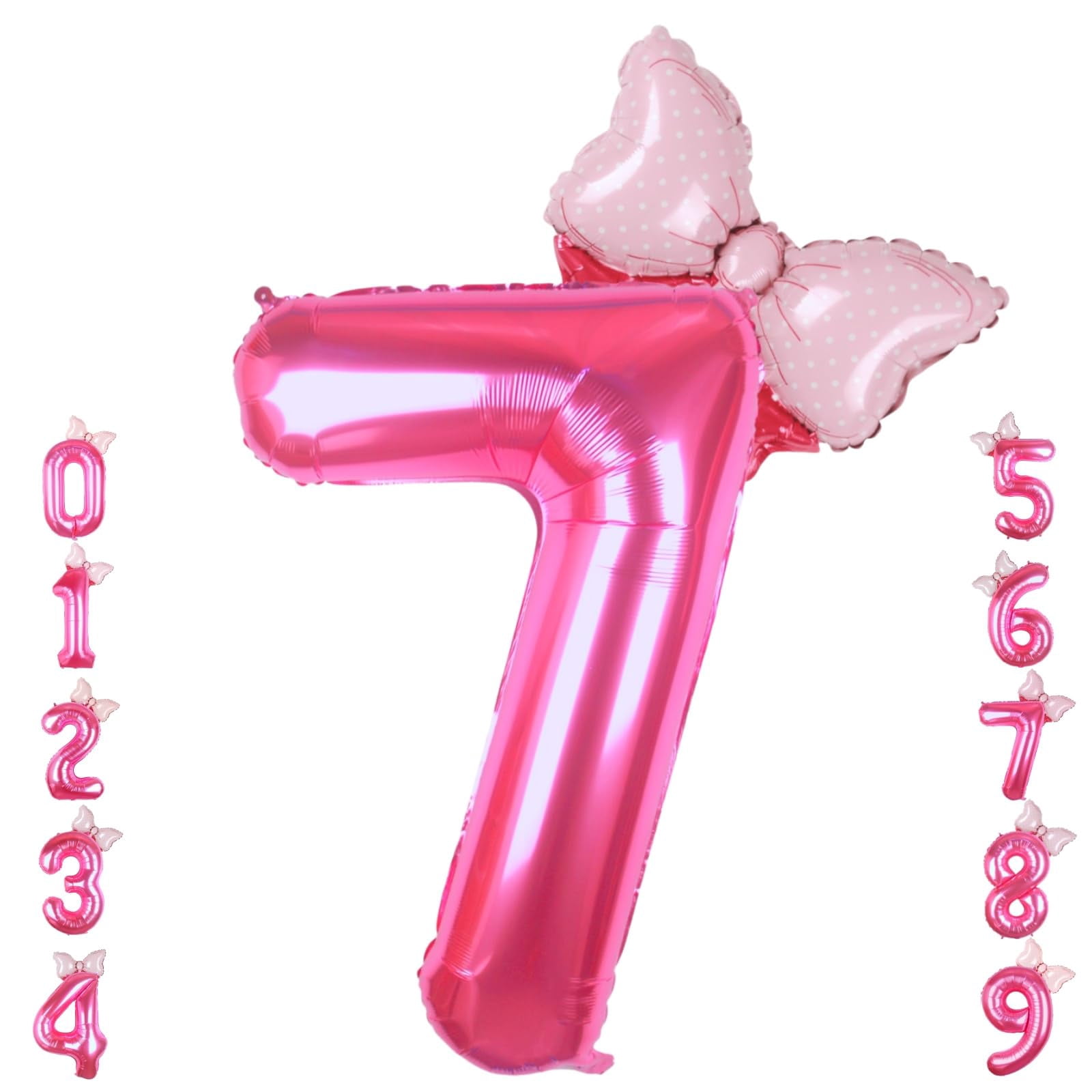 Kwuz 40 Inch Pink IFF17 Number 7 Balloon with Mini Bow Balloon for ...