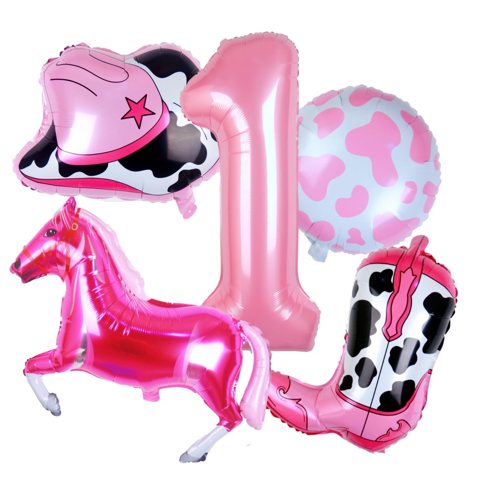 Kwuz Western Cowgirl Balloons Pink First KKS1 Birthday Party Retro ...