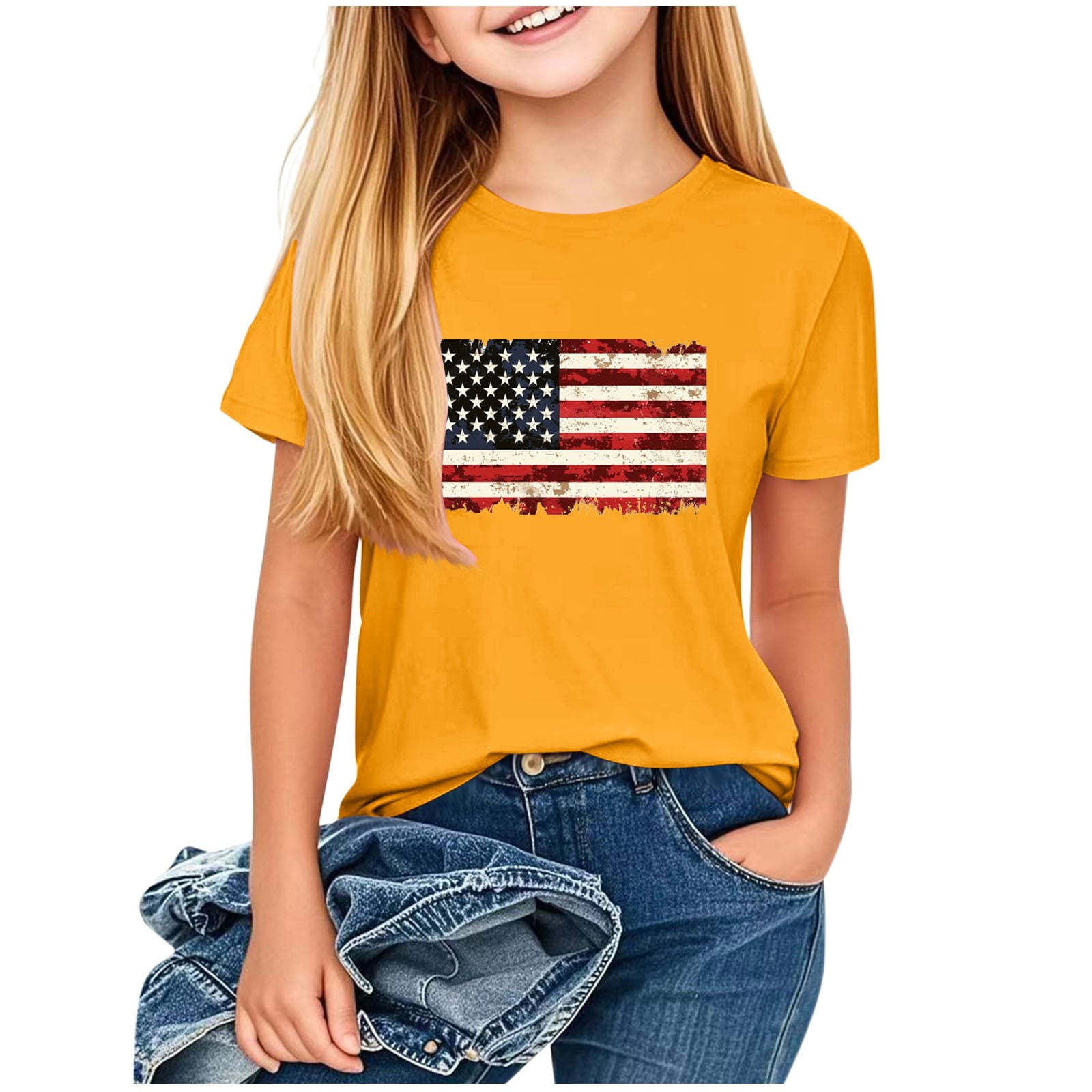 KyCheLot 2-13 Years Kids 4th of July Clothes Soft Casual Crewneck Short ...