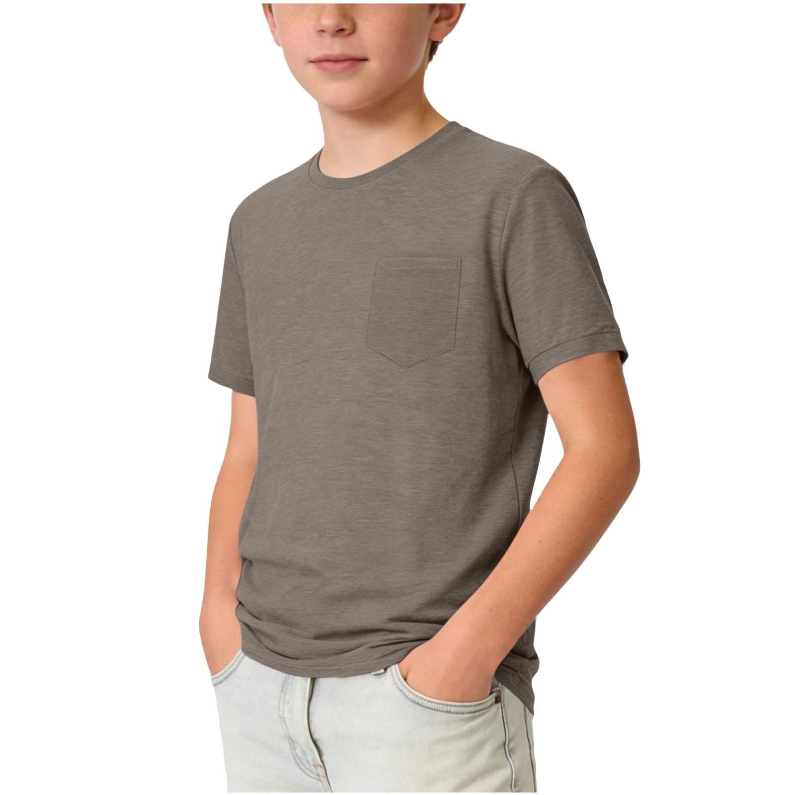 KyCheLot Boys Crew Neck T-Shirts Summer Solid Color Short Sleeve ...