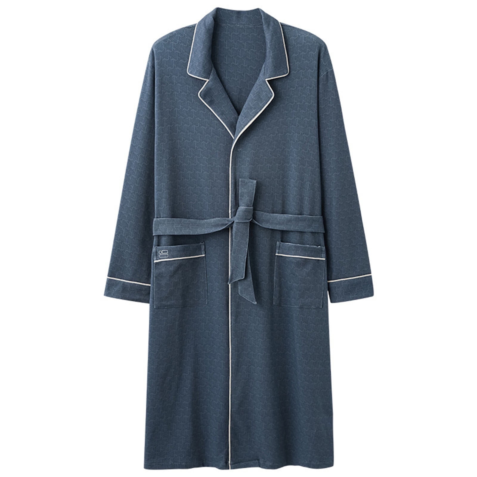 KyCheLot Comfy Robes for Men Soft Knit Cotton Lapel Collar with Belt ...