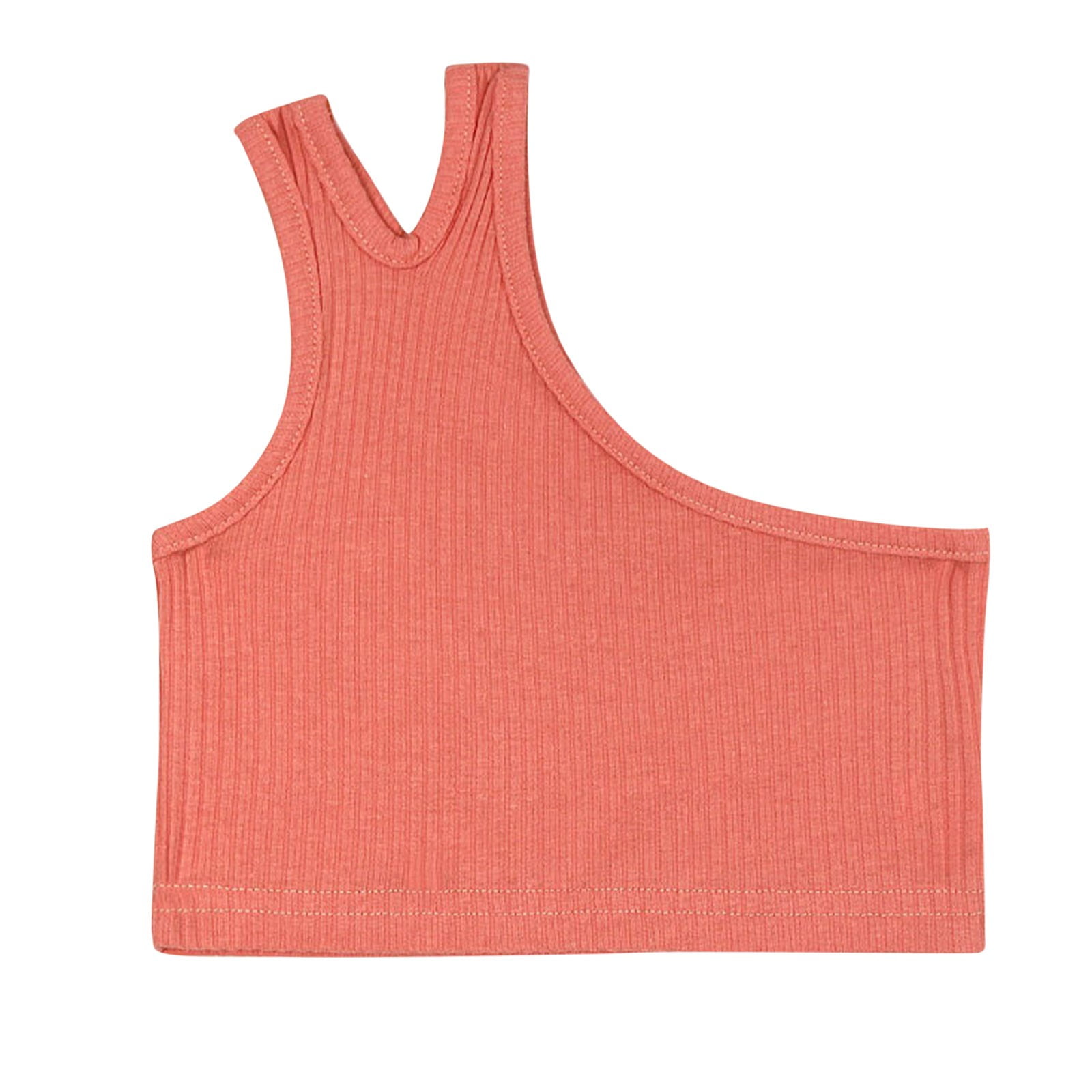 KyCheLot Girls Knit Tank Top Ribbed Cotton Soft One-Shoulder Sleeveless ...