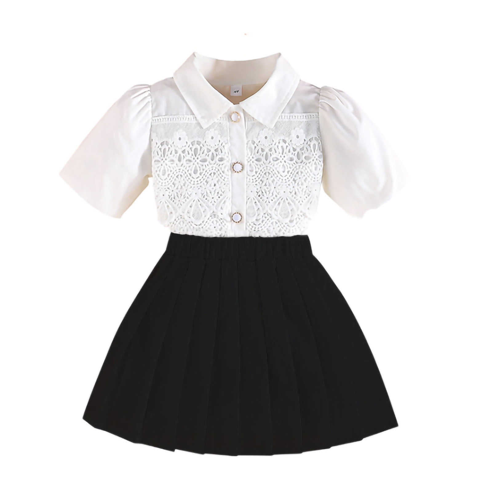 KyCheLot Girls School Outfits Embroidery Short Sleeve Blouse and ...