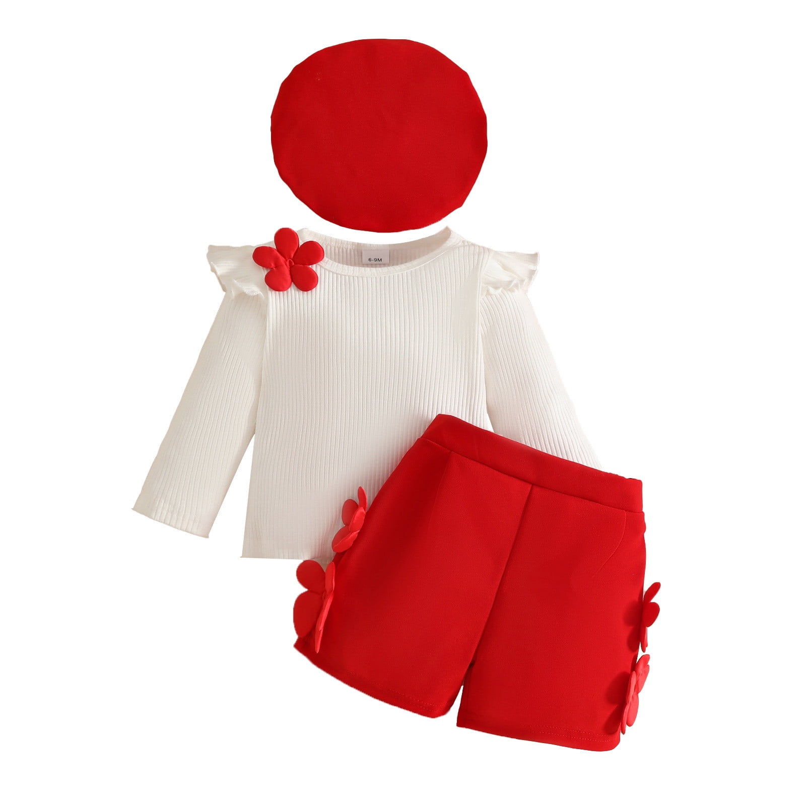 KyCheLot Toddler Baby Girls Clothes Set Ribbed Knit Long Sleeve Shirts ...