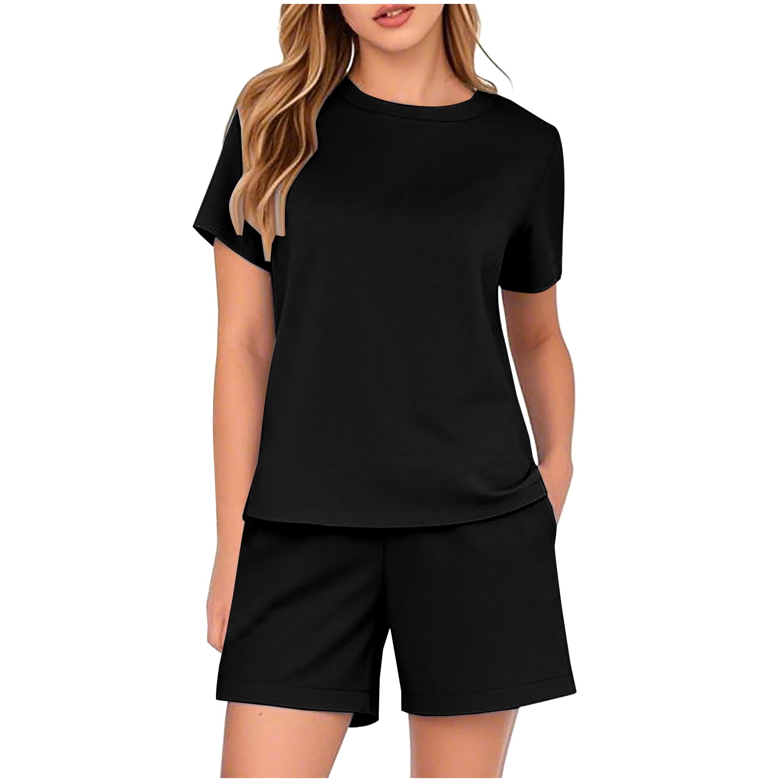 KyCheLot Women's Casual Set Lightweight Breathable Short Sleeve Tshirt ...