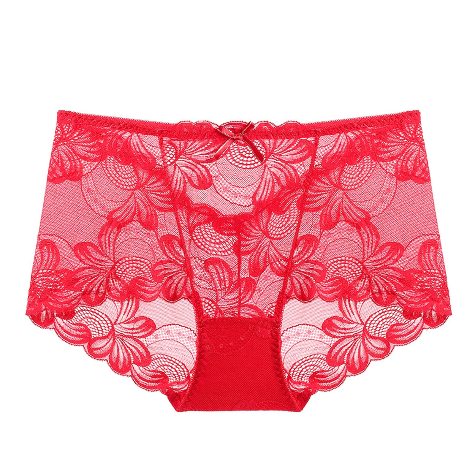 KyCheLot Women's Lace Underwear Elegant No Show Panties Embroidery Mid Waist Full Coverage ...