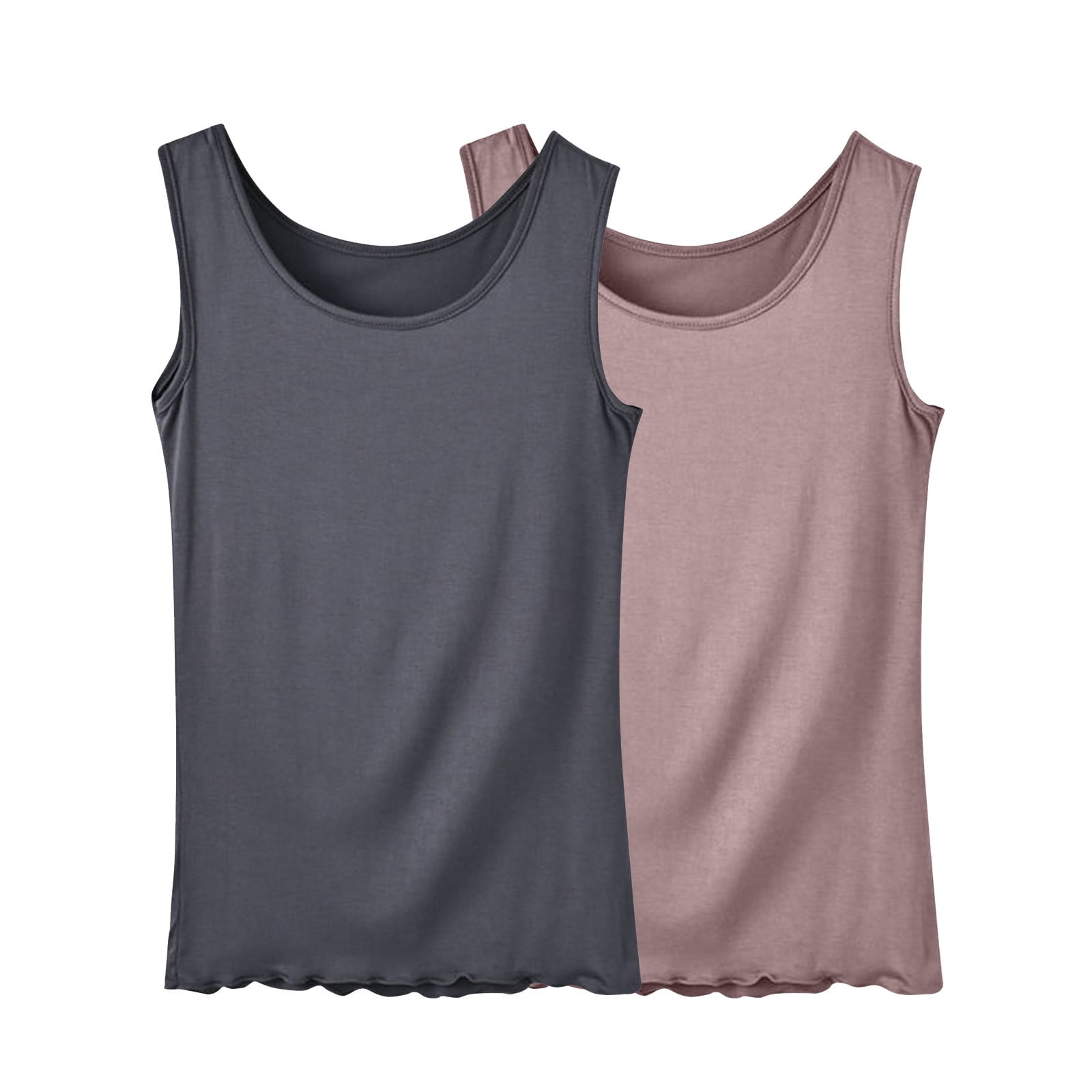 KyCheLot Women's Plus Size Tank Tops 2 Pack Solid Color Casual Loose ...