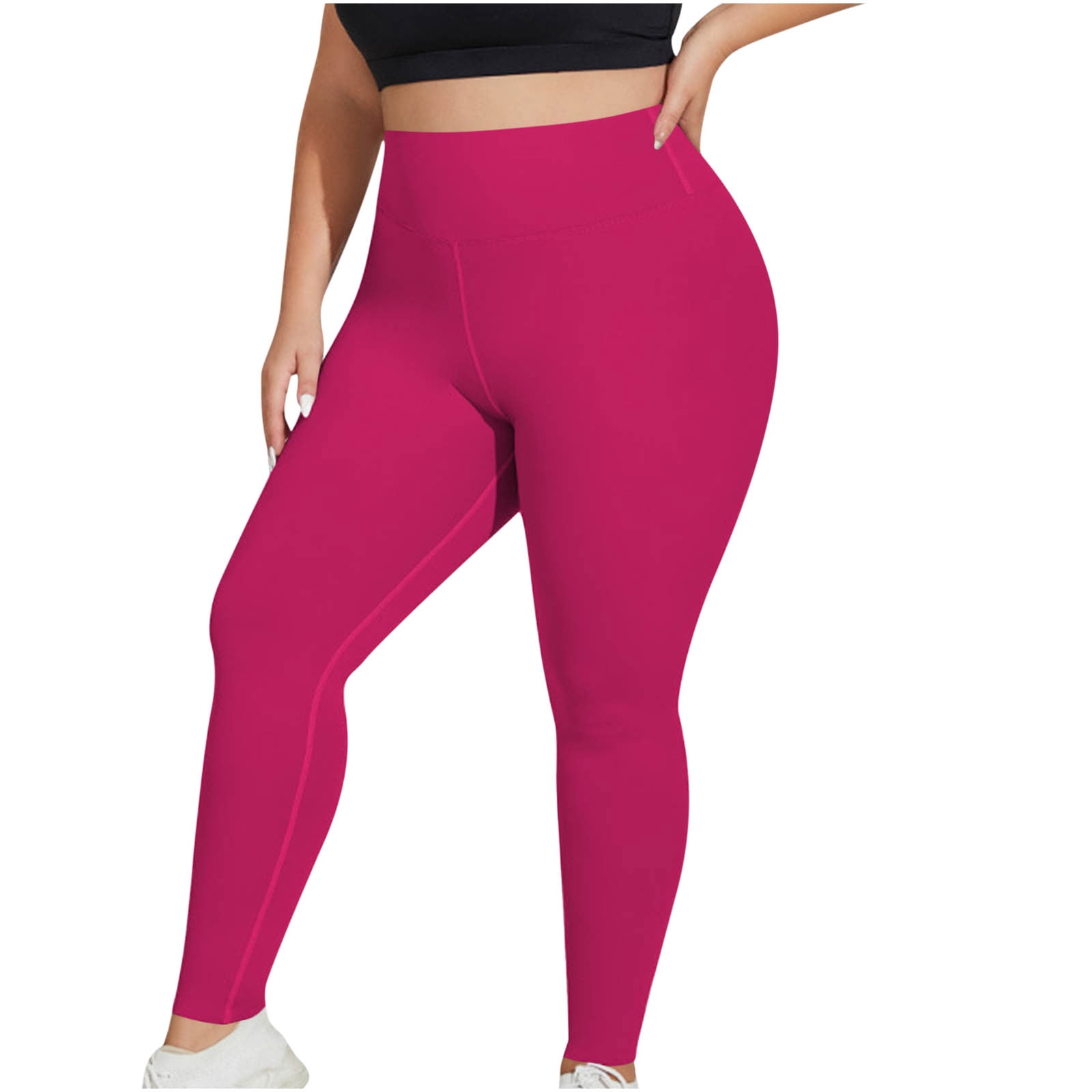 KyCheLot Women's Plus Size Yoga Pants Solid Color Basic High Waist Butt ...