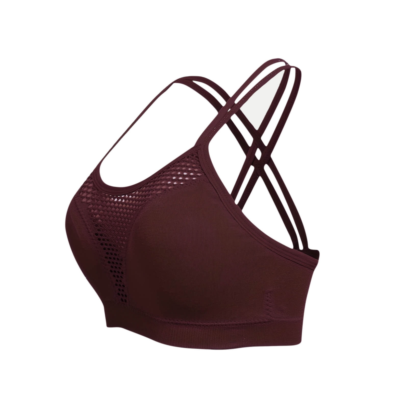 KyCheLot Women's Wireless Sports Bra Hollow out Mesh Criss Cross Back ...