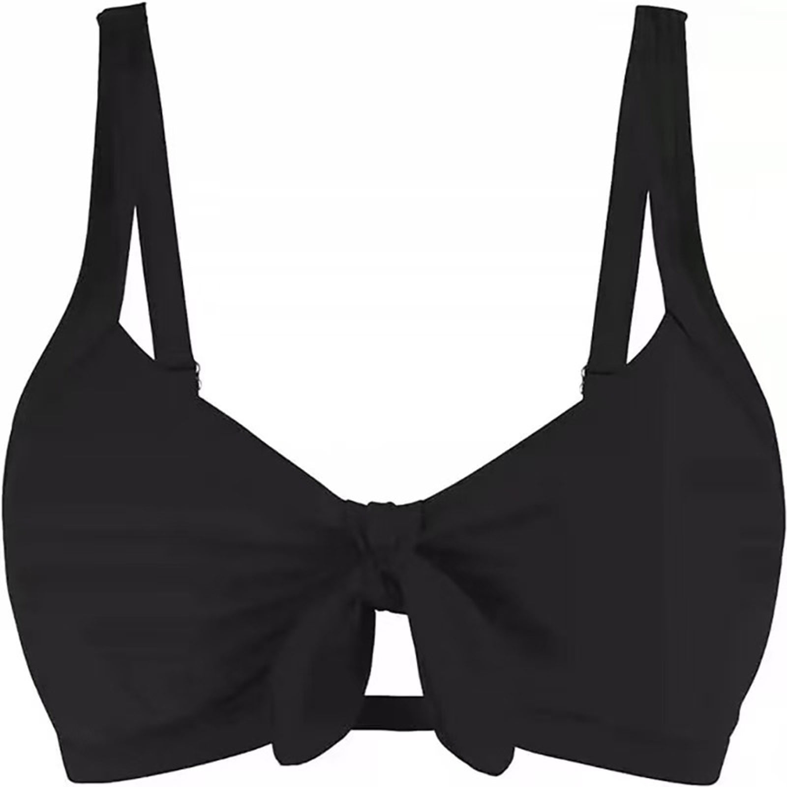 KyCheLot Womens Bikini Tops Push up Front Tie Knot Swimwear Solid Color ...