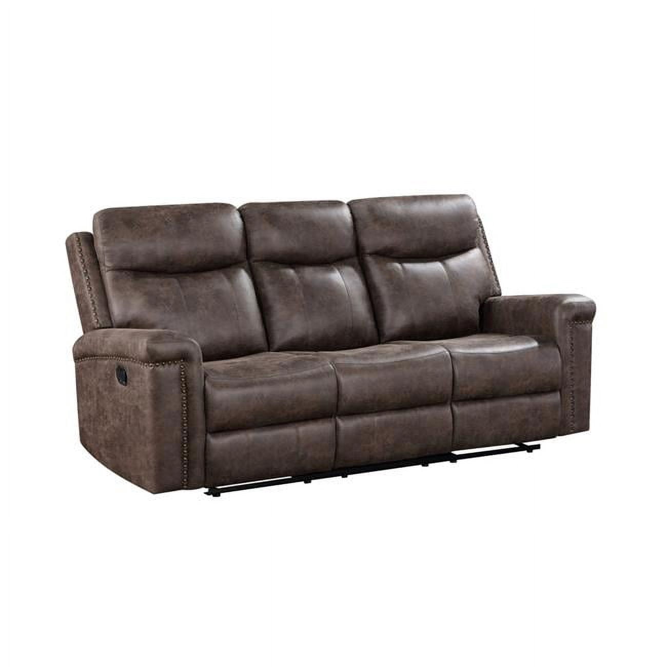 Kyle 82 Inch Power Recliner Sofa - Cushioned Headrests - Brown ...