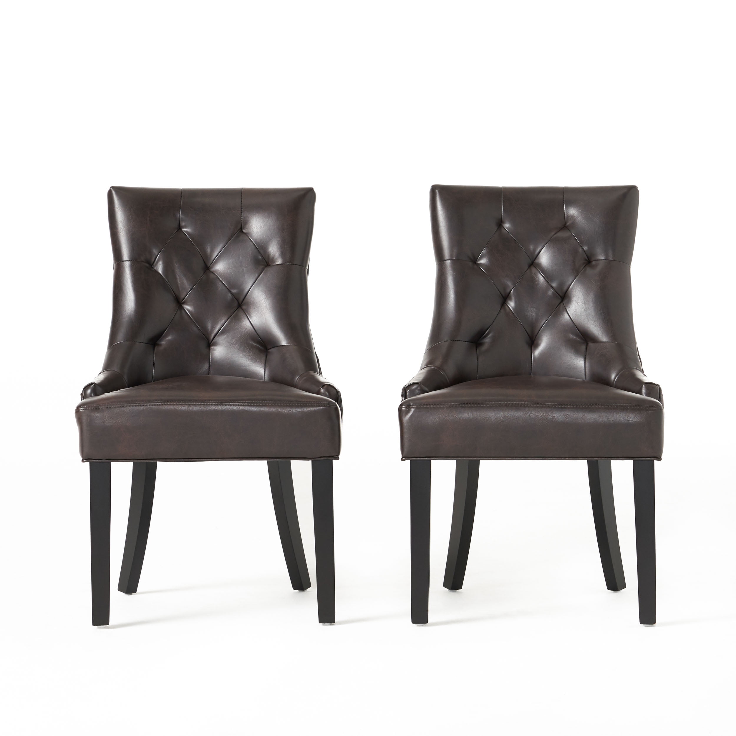 Kyle Bonded Leather Tufted Dining Chairs (Set of 2) - Walmart.com