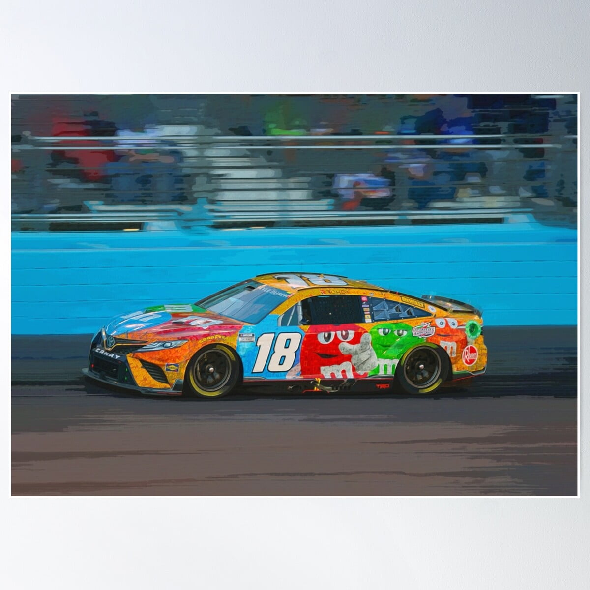 Kyle Busch Racing His Nascar Cup Racecar Abstract Poster Wall Art ...