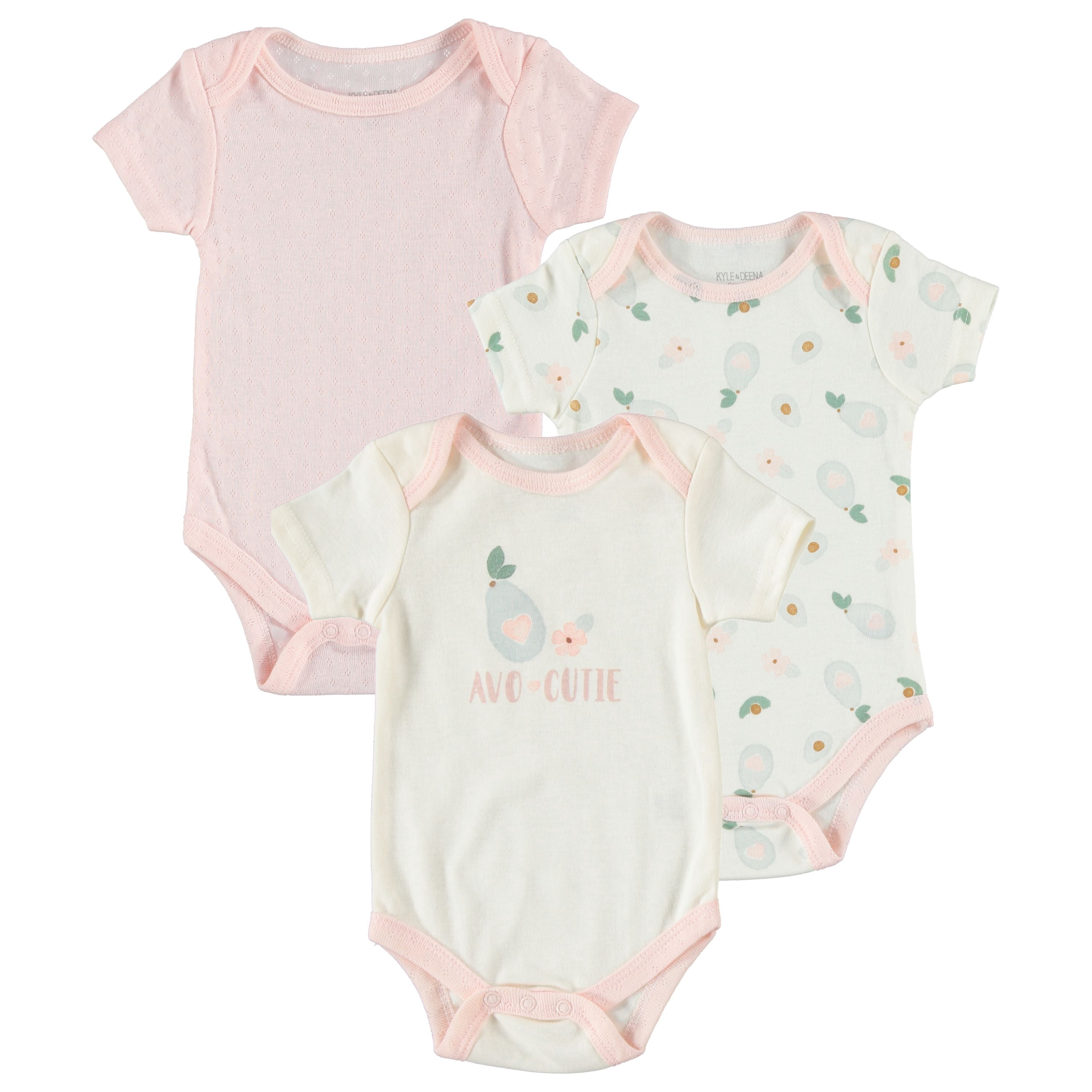 Kyle & Deena Baby Girl Cutie Pie Bodysuit Set, Newborn-9 Months, 3 ...