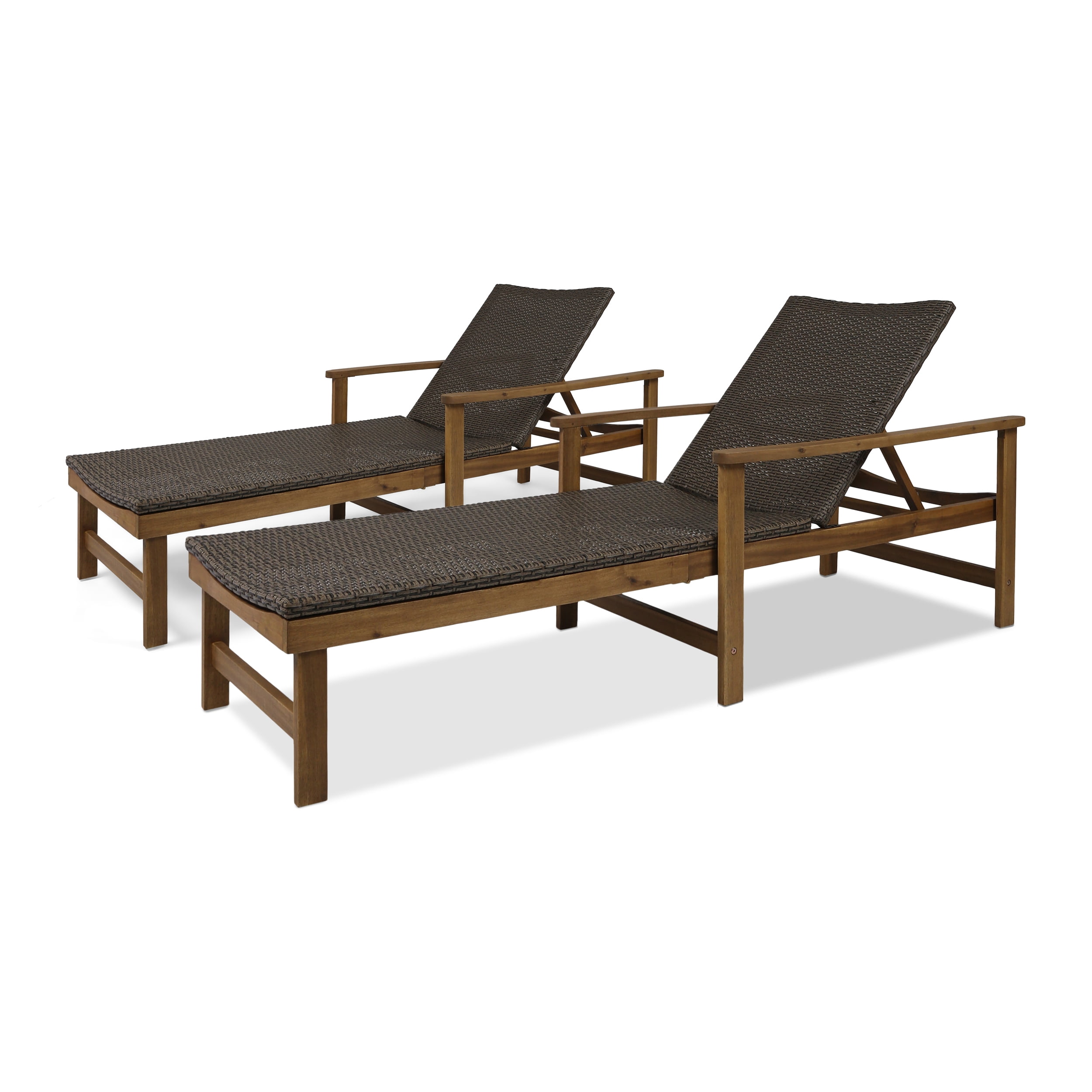 Kyle Outdoor Rustic Acacia Wood Chaise Lounge with Wicker Seat ...