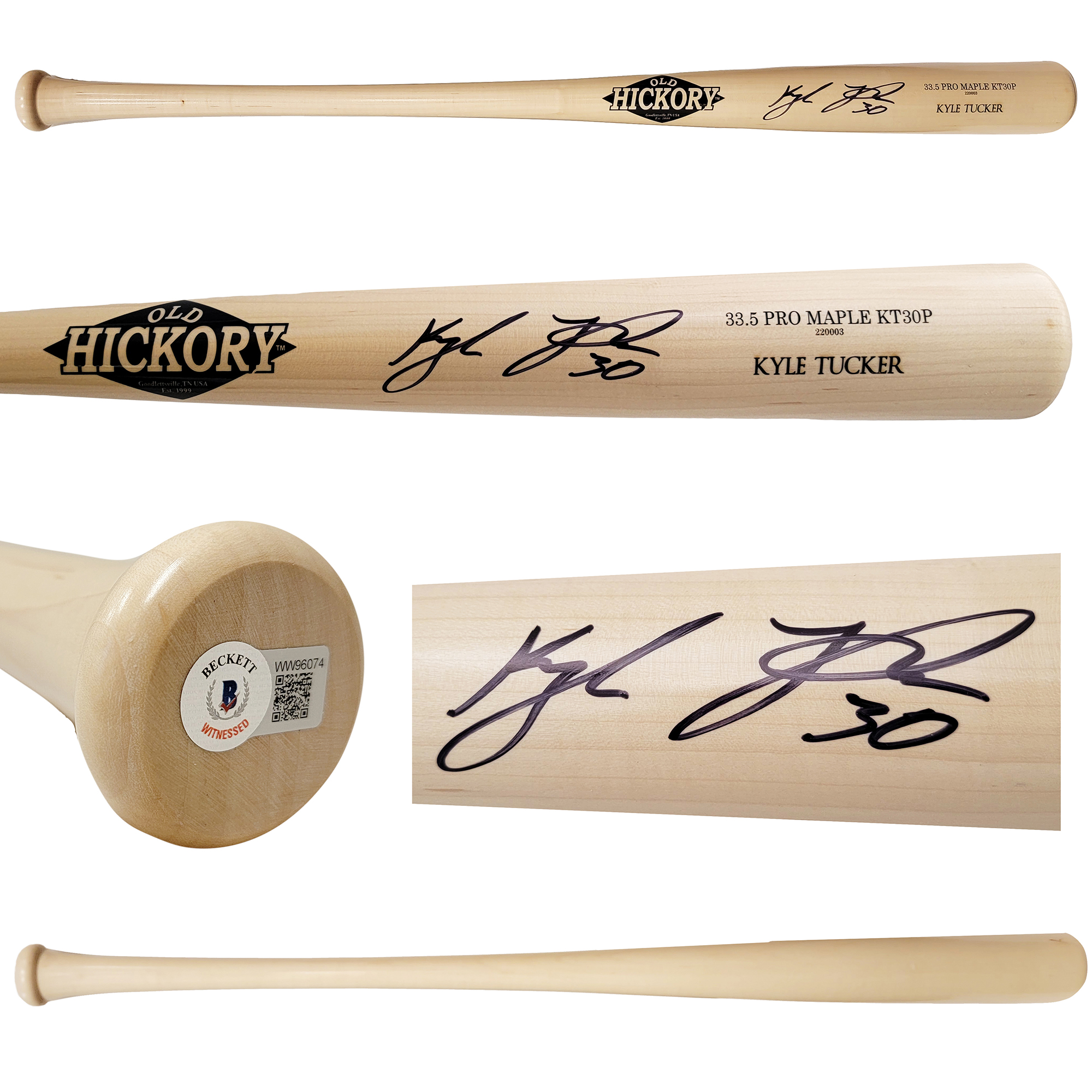 Kyle Tucker Autographed Blonde Old Hickory 33.5 Pro Maple KT30P Game ...