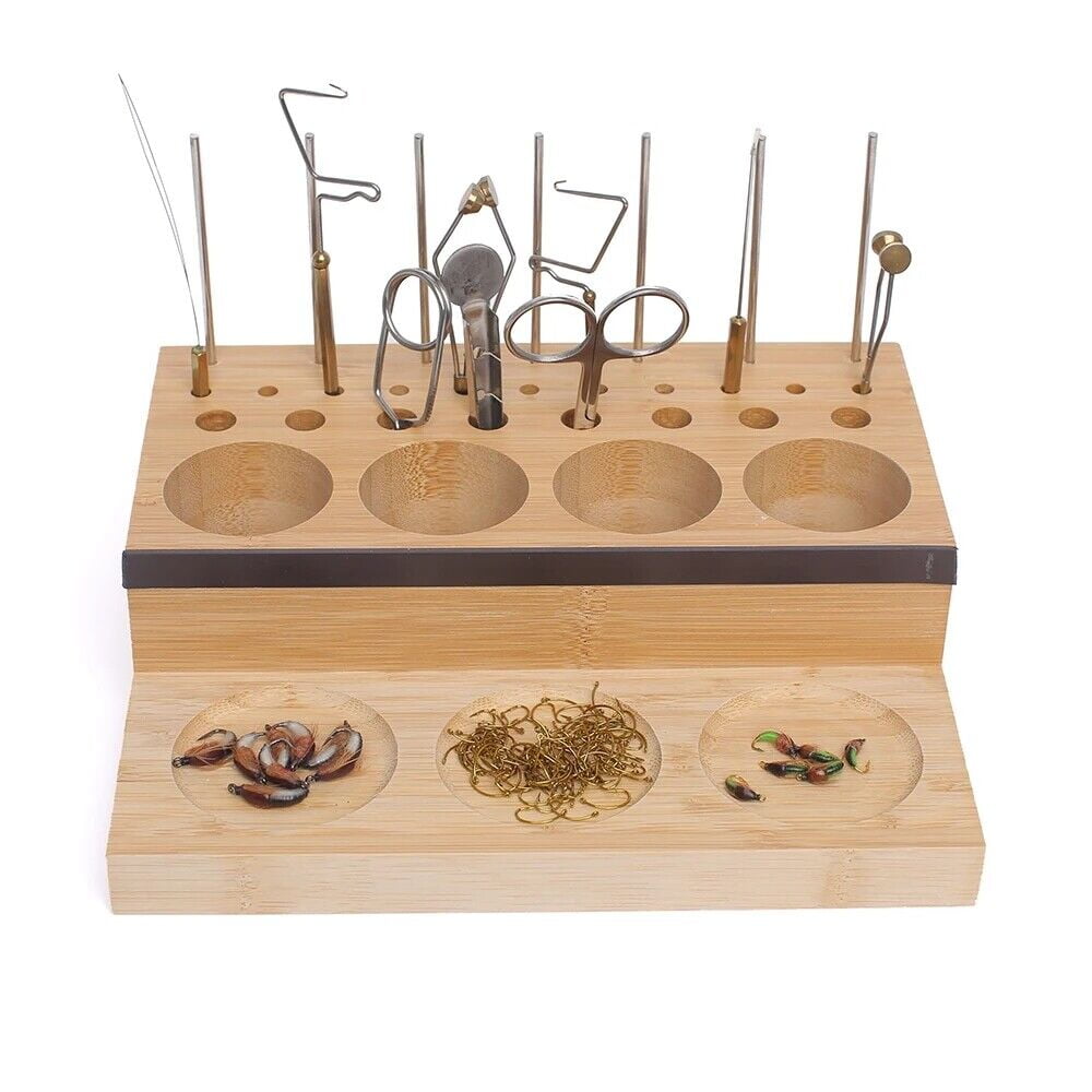 Kylebooker Fly Tying Fishing Kit Tool Organizer - Wooden Fly Fishing ...