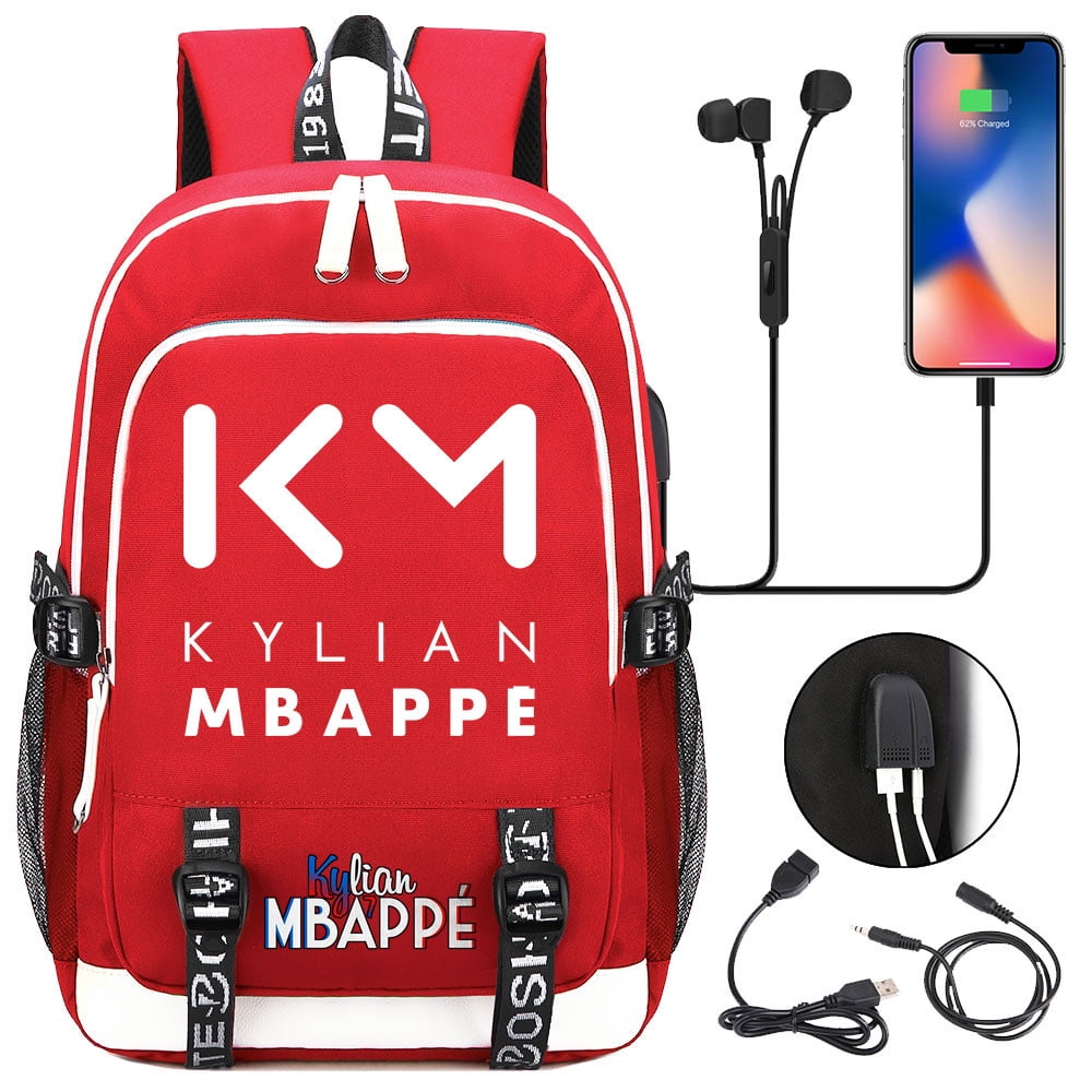 Kylian Mbappé Cartoon Pattern Kids School Backpack with USB Charging ...