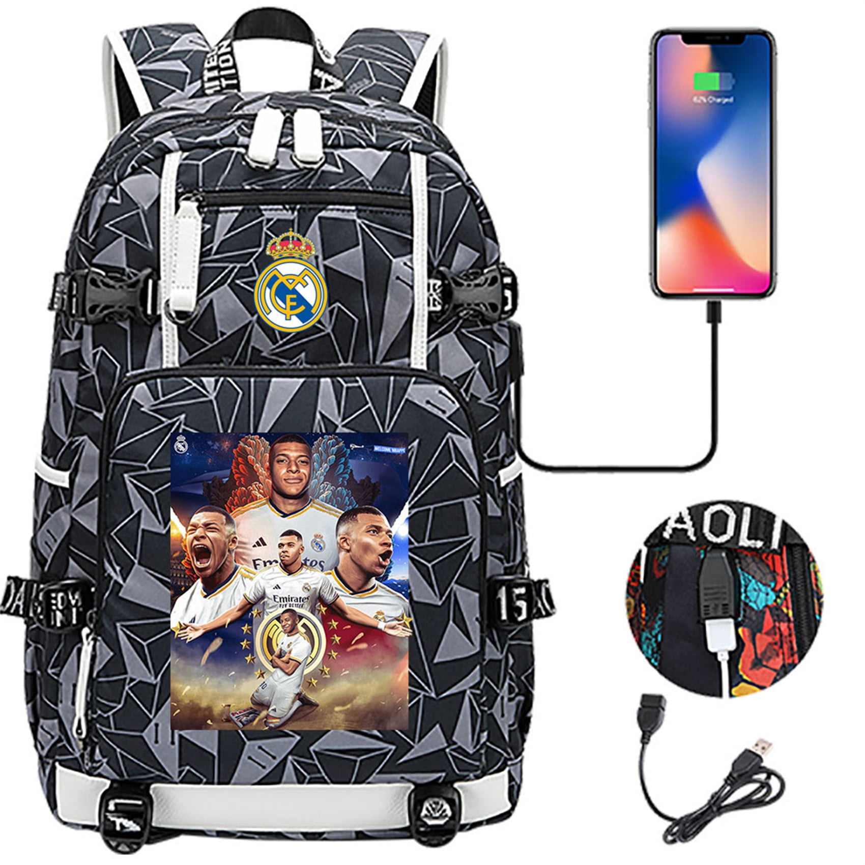 Kylian Mbappe Backpack for School-Graphic Travel Backpack Multifunction ...