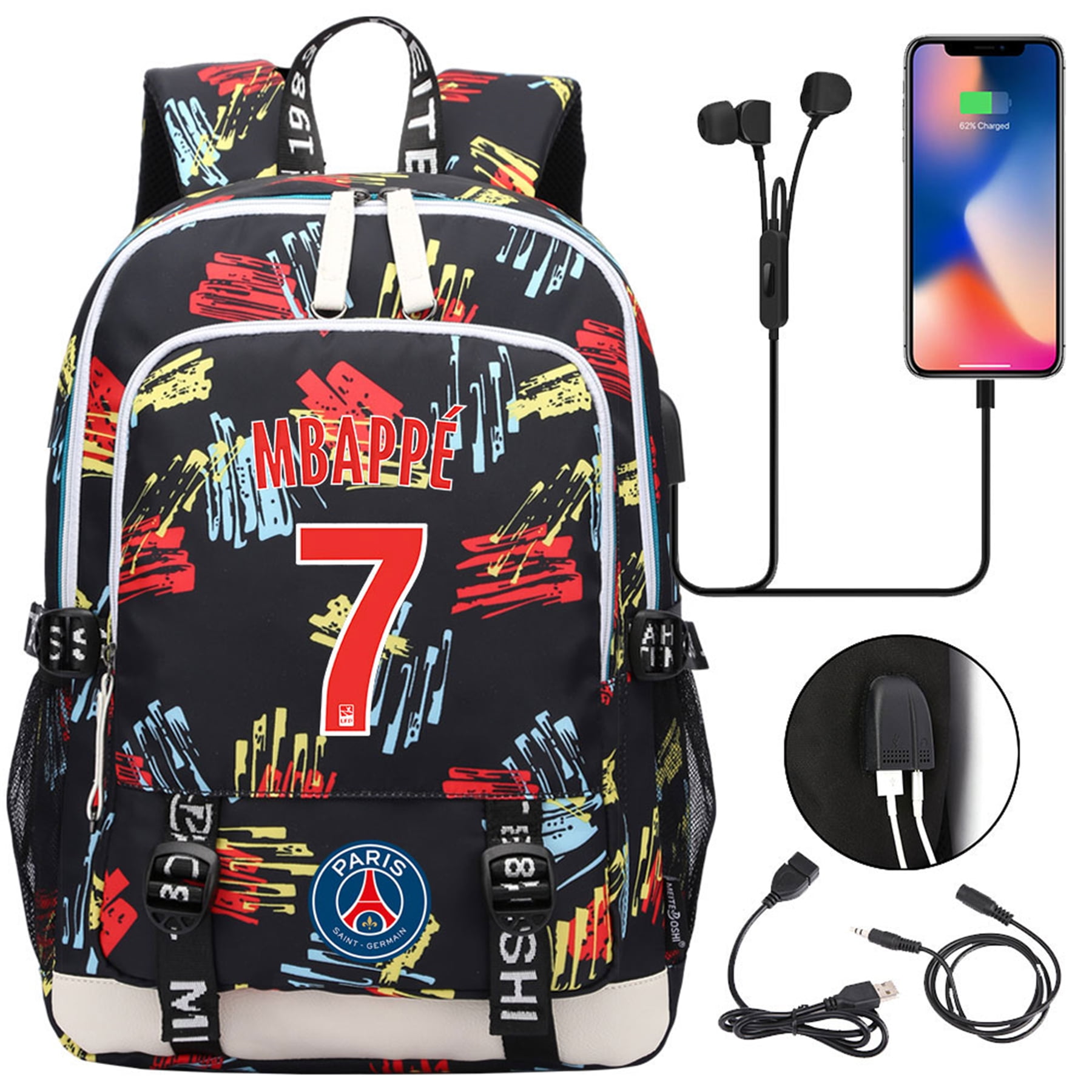 Kylian Mbappe Classic Backpack Teen Multifunction Bookbag Waterproof ...