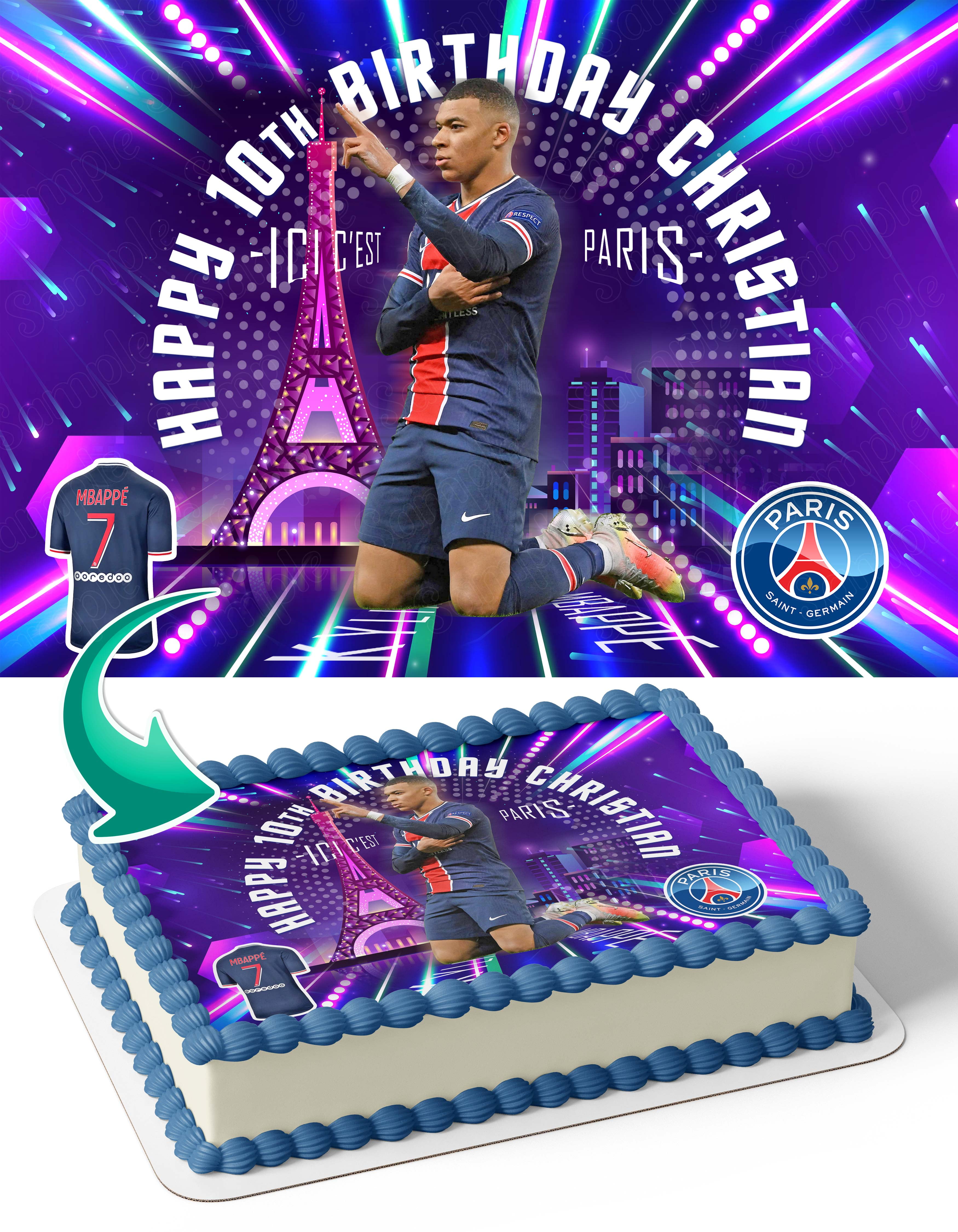 Kylian Mbappe PSG Paris Soccer Edible Image Cake Topper Personalized ...