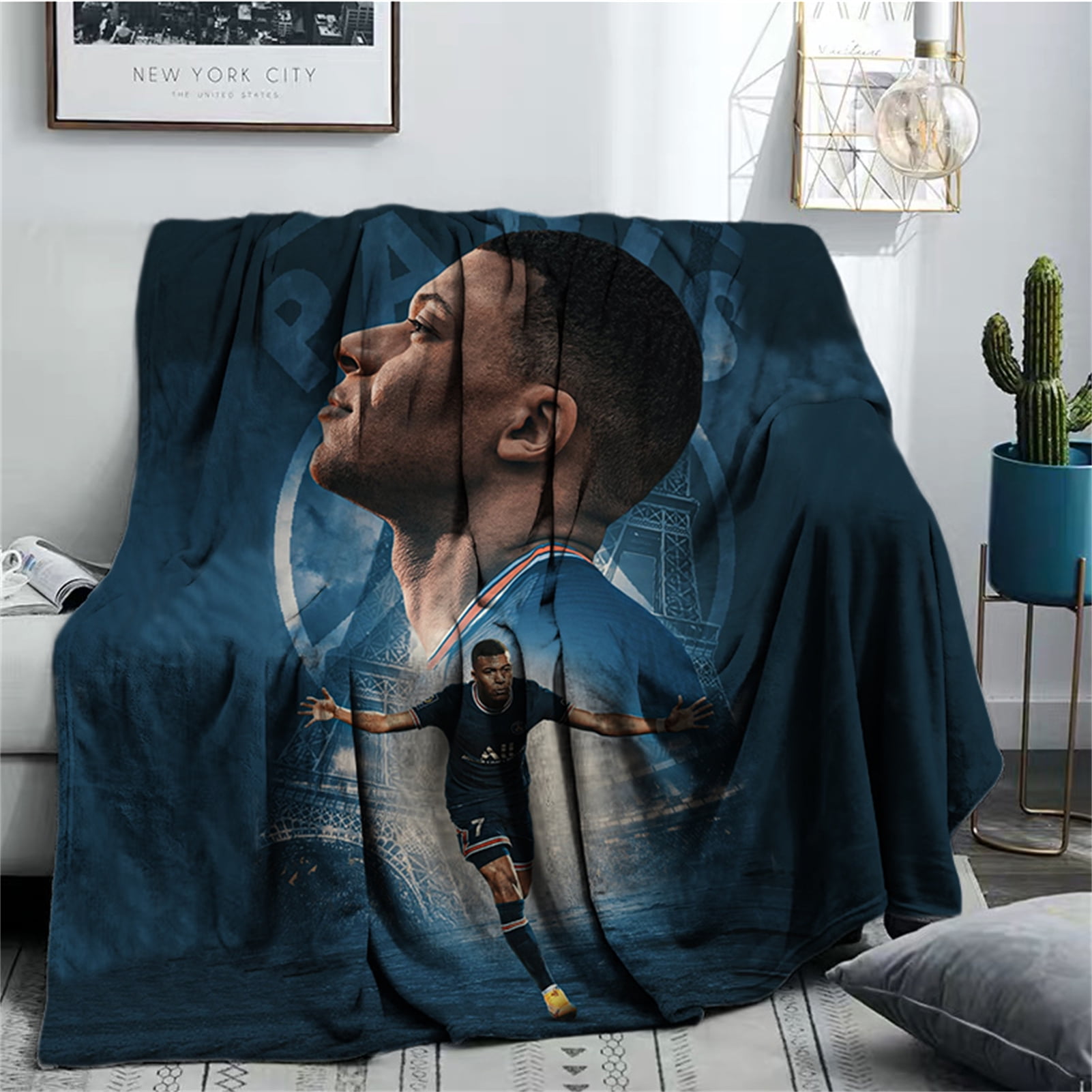 Kylian Mbappe Plush Couch Blanket-PSG Thick Bed Throw Blanket Fluffy ...