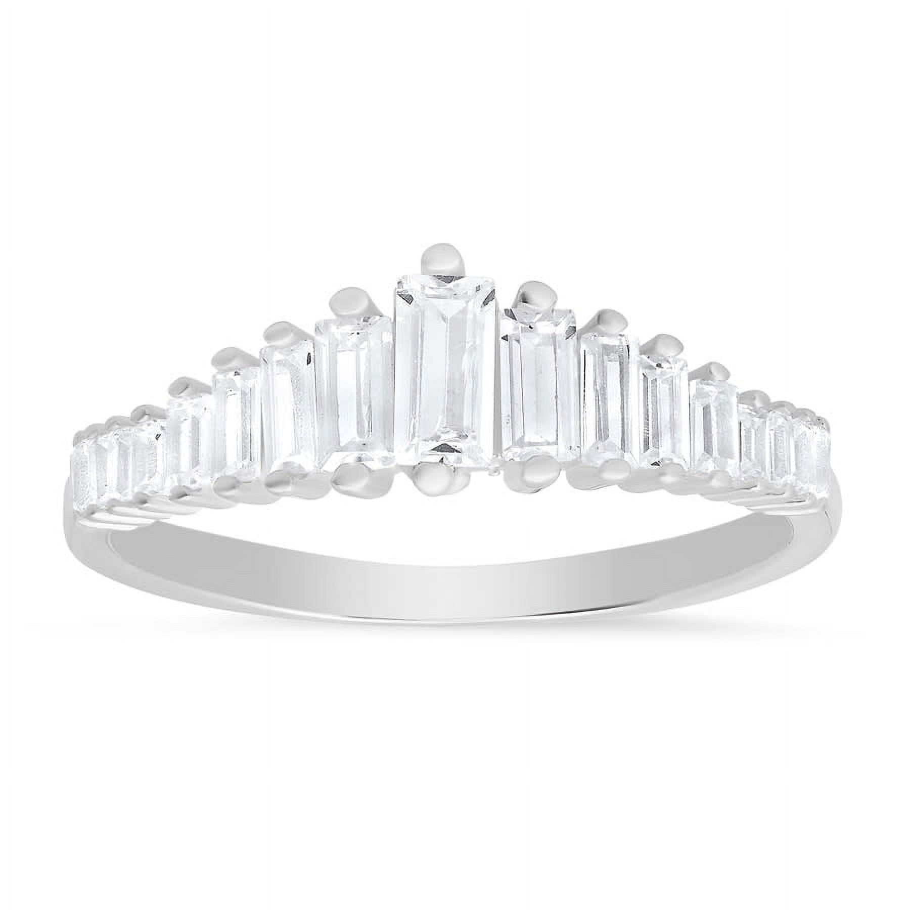 Kylie Harper Sterling Silver Art Deco Baguette-cut CZ Ring - Walmart.com