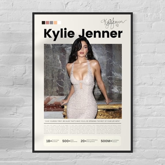 Kylie Jenner Glamour Poster Fashion Icon Wall Art Modern Home Decor ...