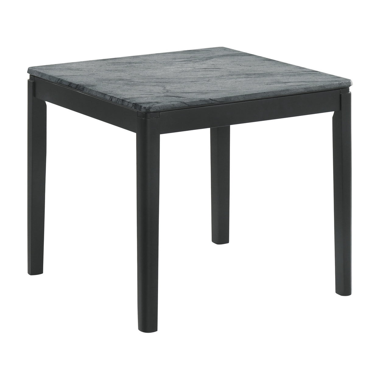 Kyo 24 Inch End Table Gray Faux Marble Top Sandy Texturing Black Legs ...