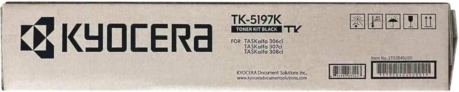 Kyocera 1T02R40US0 Model TK-5197K Black Toner Cartridge For use with Kyocera TASKalfa 306Ci A4 ...