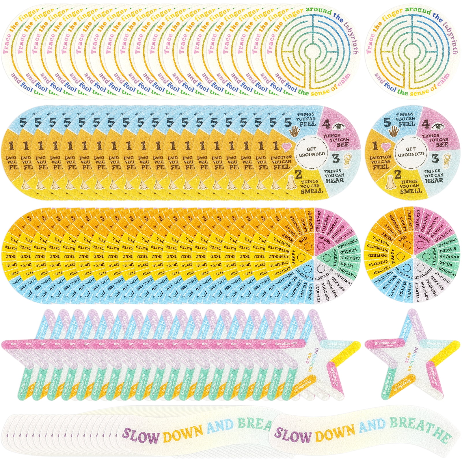 Kyoffiie 150PCS Calm Stickers Set 5 Styles Tactile Rough Textured ...