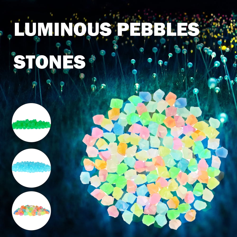 Kyoffiie 300PCS Glow Rocks Luminous Pebbles Stones Glow in The Dark DIY ...
