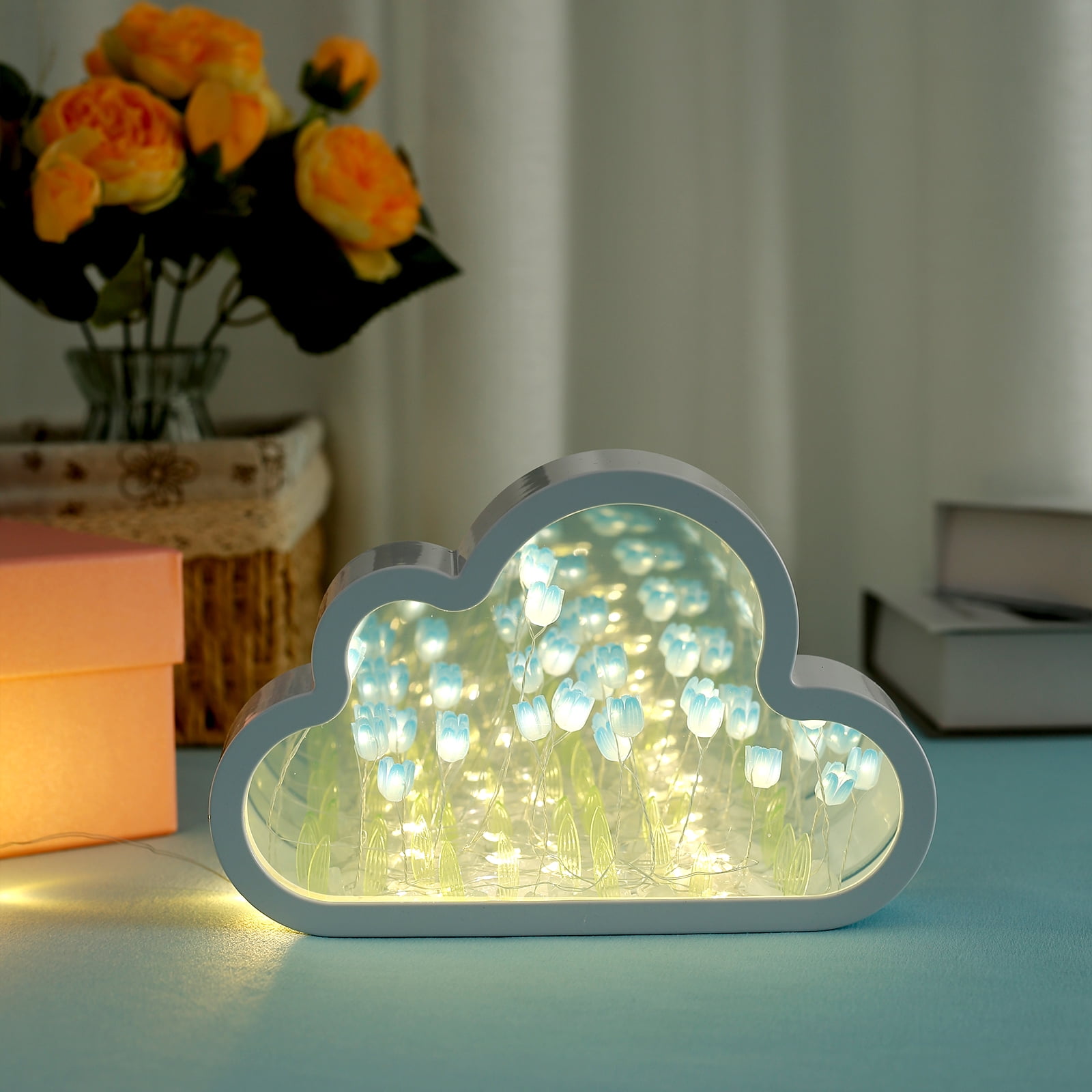 Kyoffiie 7.8 x 5.1in Cloud Tulip Lamp Eye Caring Tulip Night Lamp ...