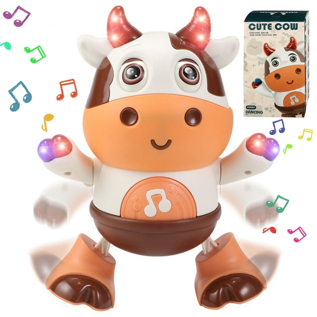 Kyoffiie Early Educational Baby Cow Toy with Music and LED Lights ...