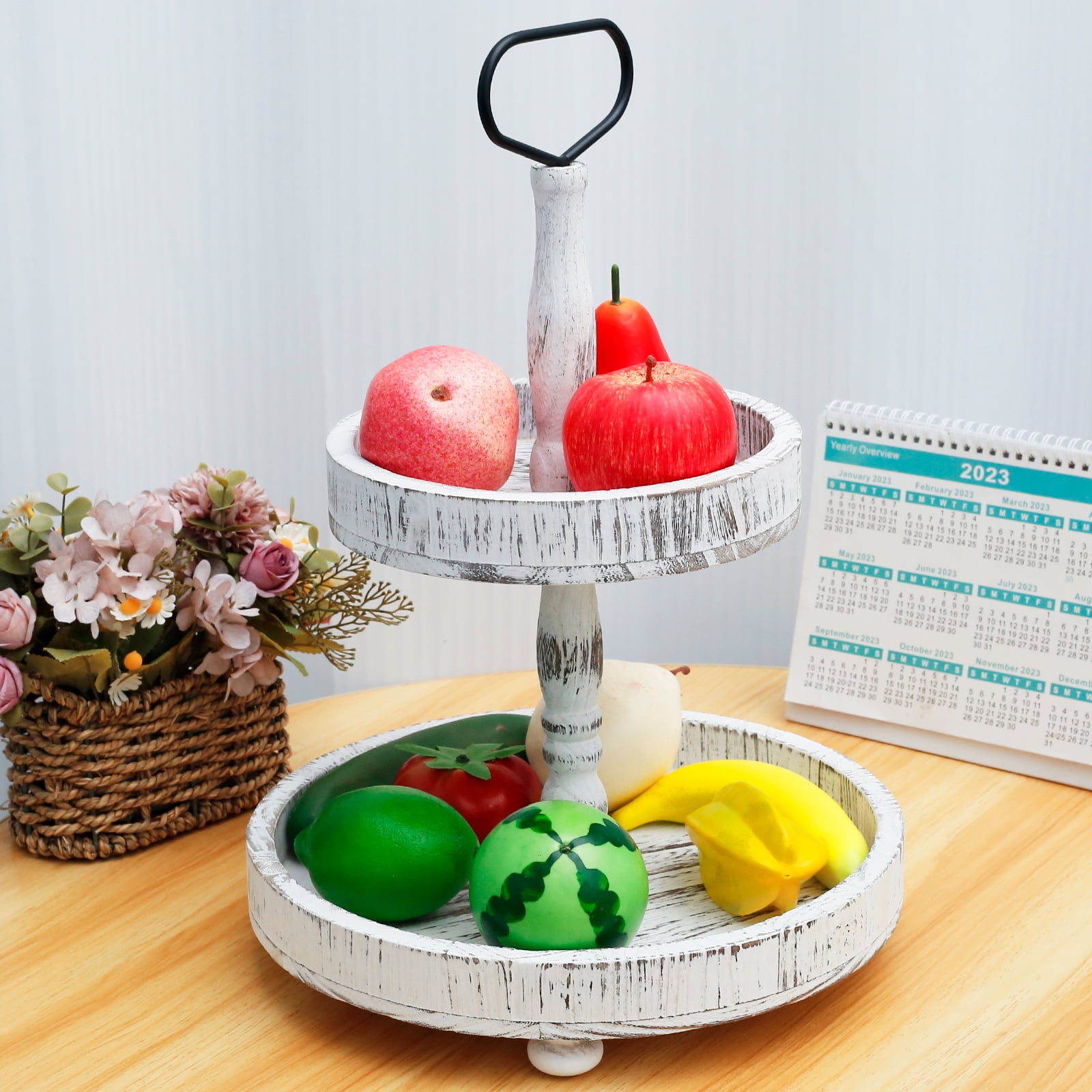 Kyoffiie Fall Tiered Tray 2-Tier Wood Tiered Tray Decor Farmhouse ...