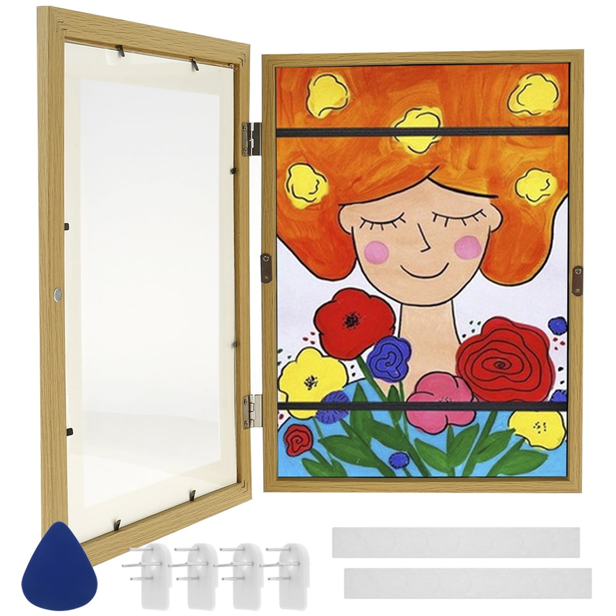 Kyoffiie Kids Art Frame Set A4 Front Opening Photo Frames Wooden Kids ...